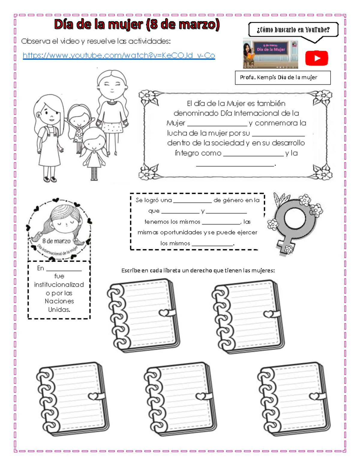 Actividades Día de la Mujer Profa. Kempis - Observa el video y resuelve ...