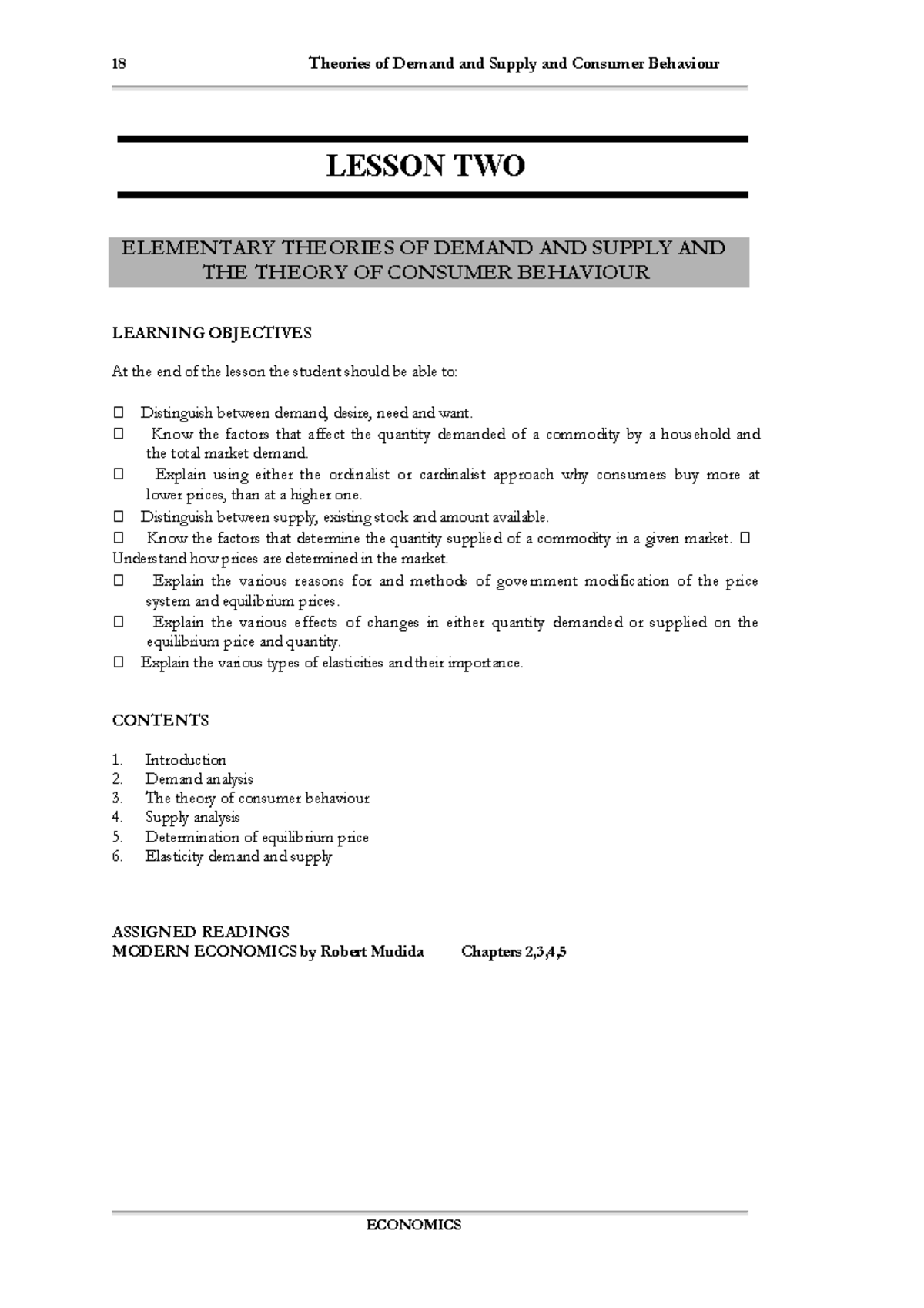 Economics SP as lesson 2 - 18 Theories of Demand and Supply and ...