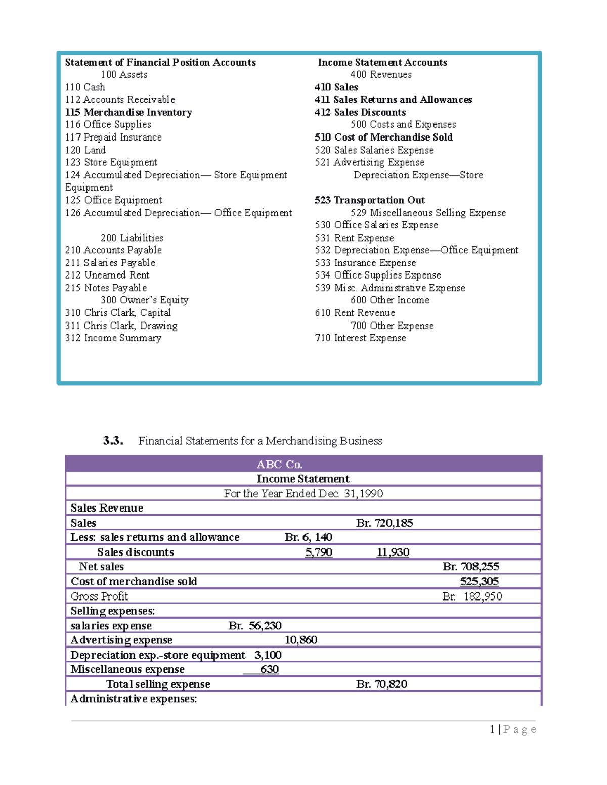 Chapter 3up - Chart of account and FS - 3. Financial Statements for a ...