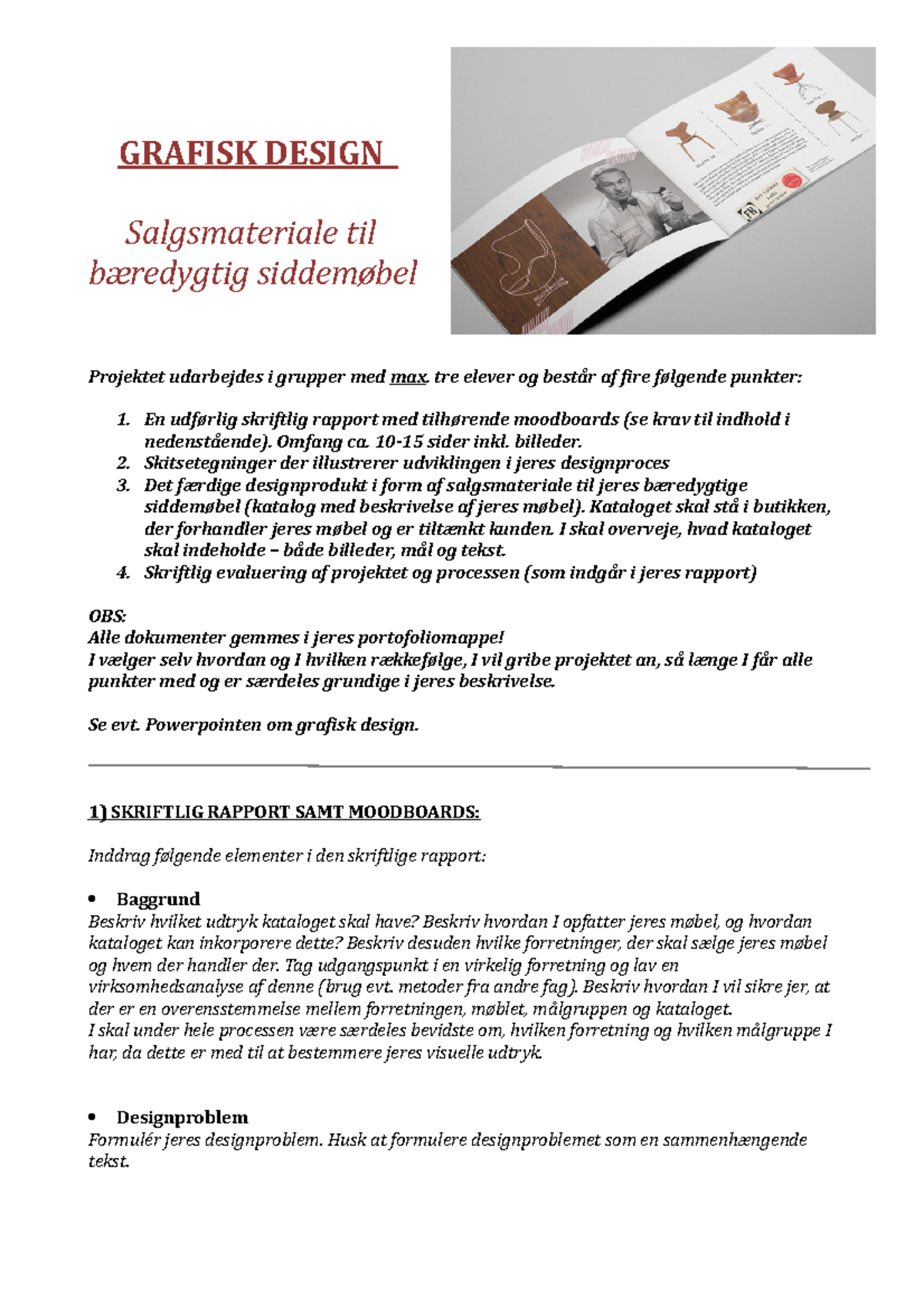 Opgave Salgsmateriale bæredygtig siddemøbel - GRAFISK DESIGN ...