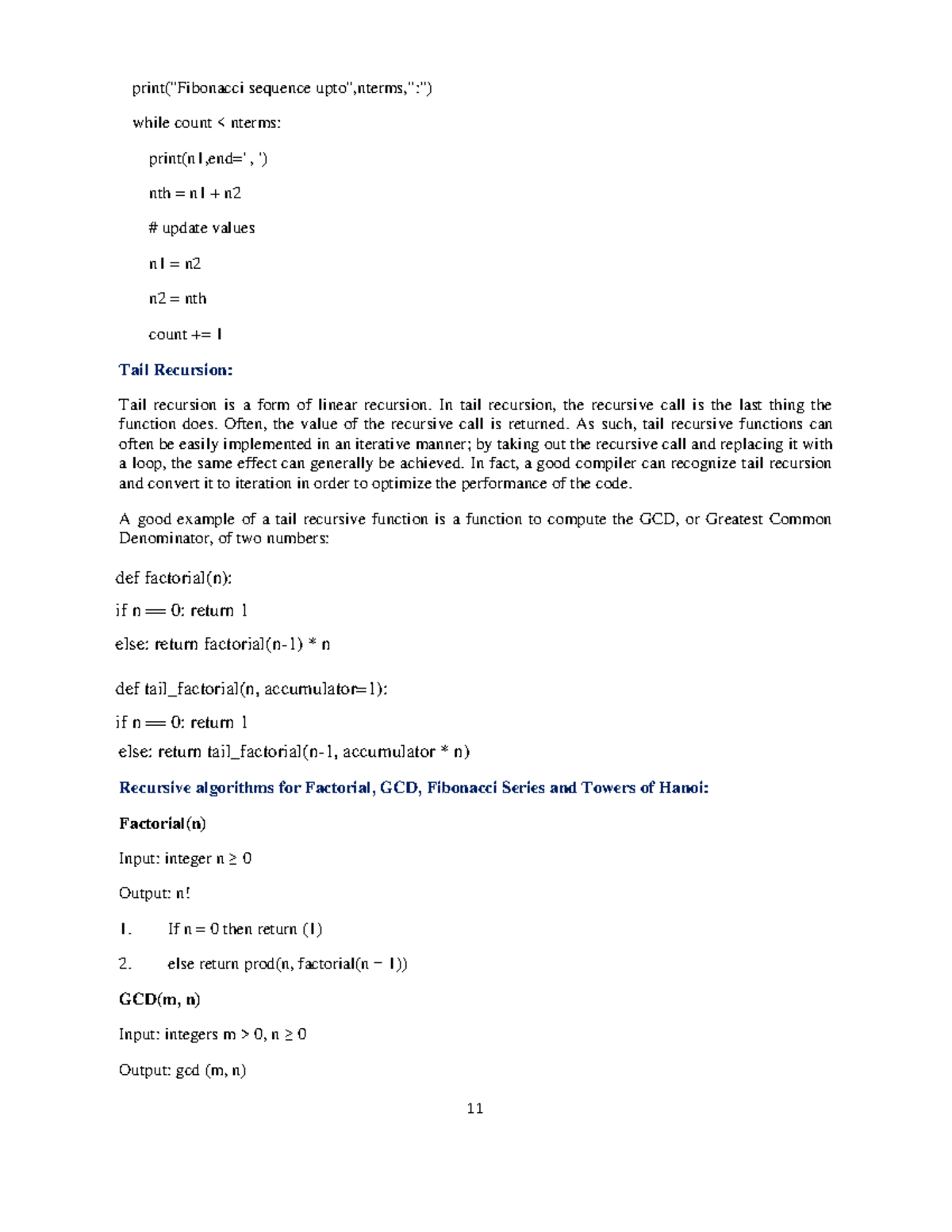 Tail Recursion Data Structures Printfibonacci Sequence Uptonterms 9933