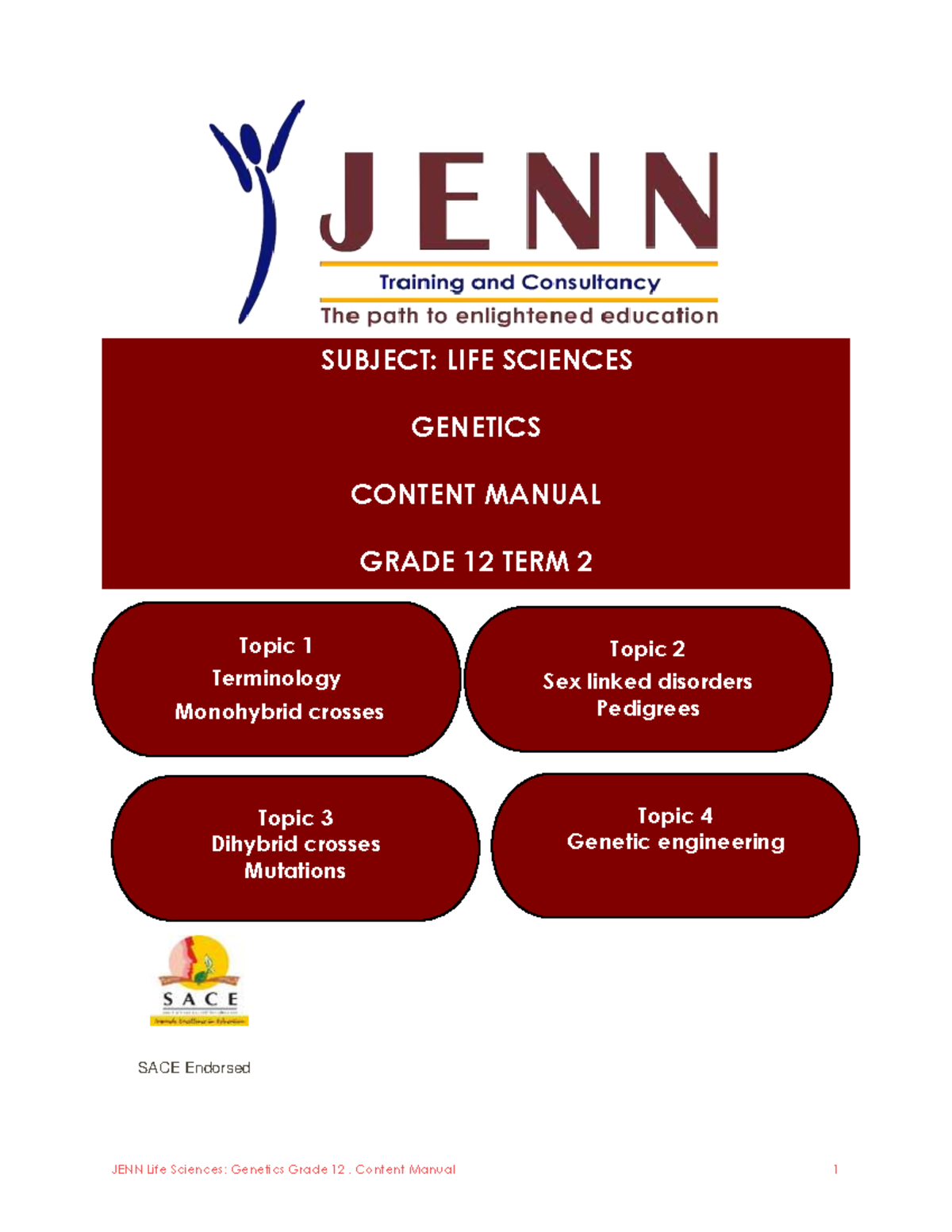 Genetics Content Manual - SUBJECT: LIFE SCIENCES GENETICS CONTENT ...