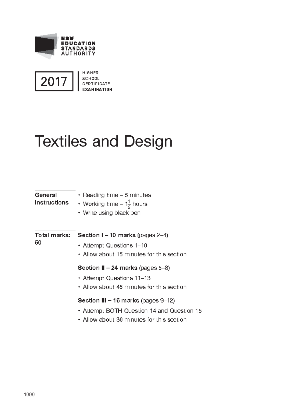 TD hsc exam 2017 - past paper - 2017 HIGHERSCHOOL CERTIFICATE ...