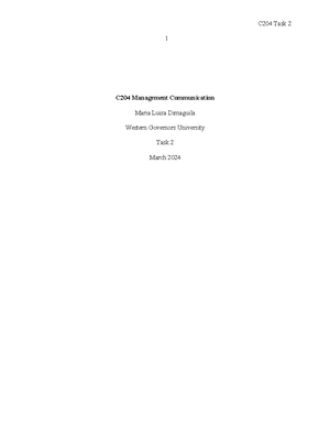 C204 Task 1 - C204 TASK 1 - 1 C204 Management Communication Maria Luisa ...