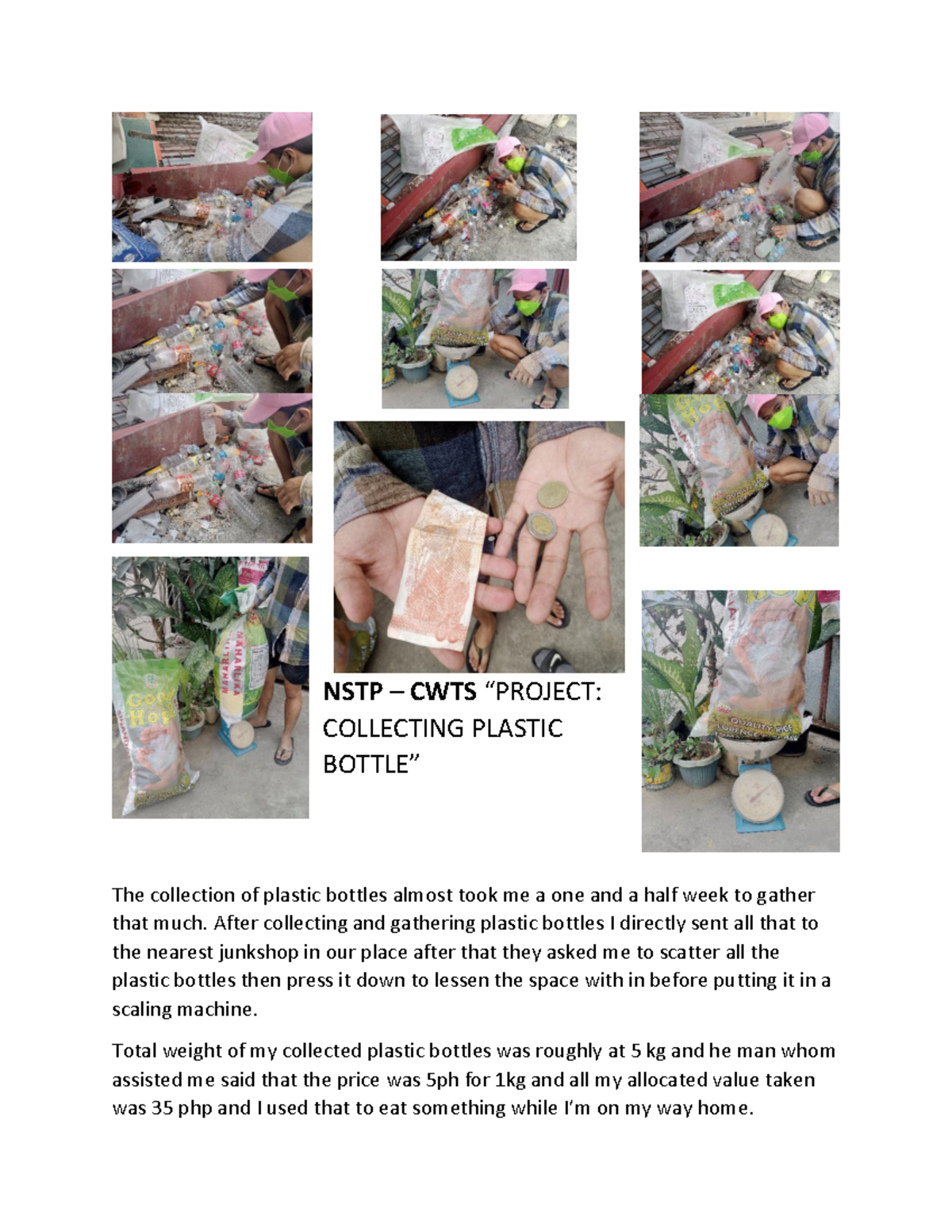 NSTP CWTS Plastic Bottle Project - NSTP – CWTS “PROJECT: COLLECTING ...