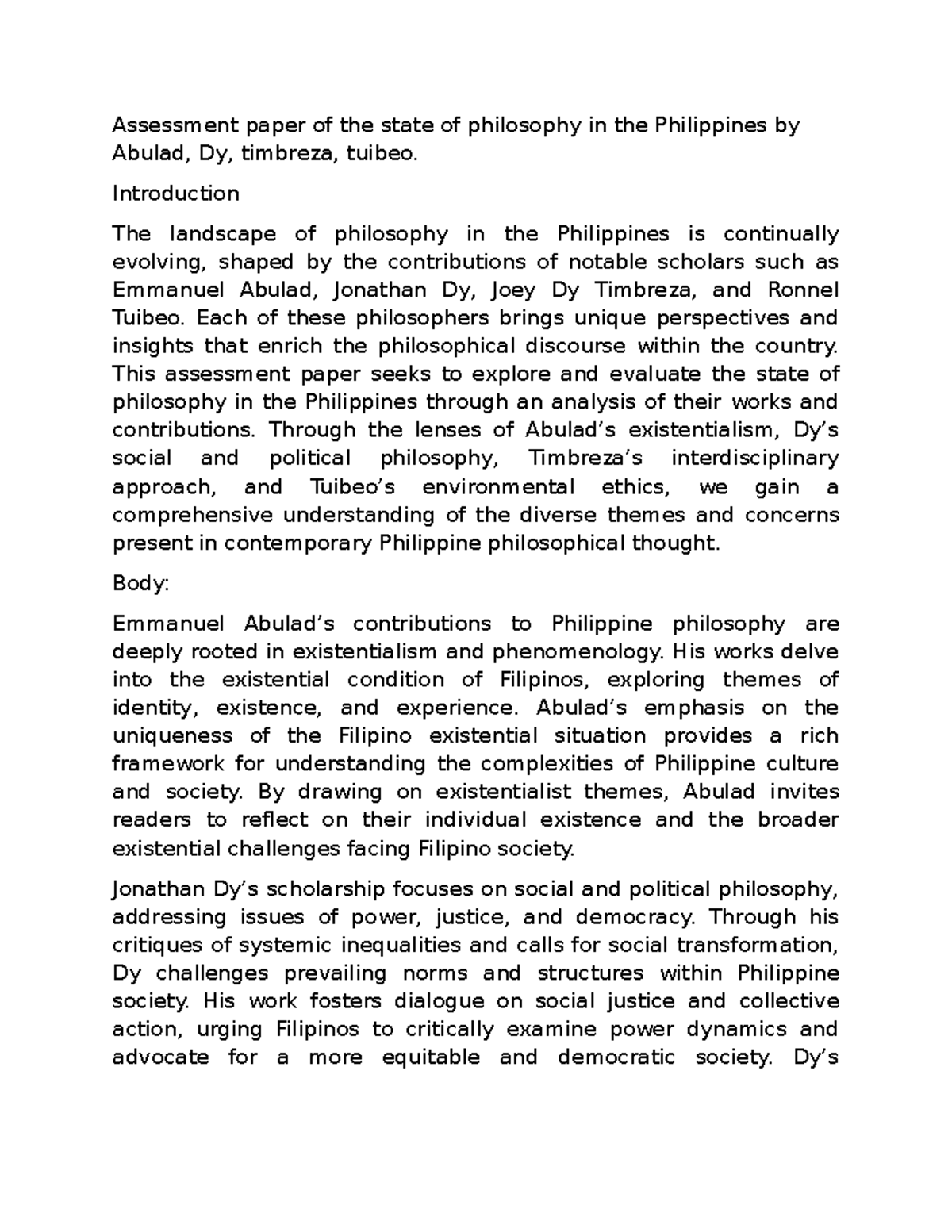 Fphilo(Reading material) royo - Assessment paper of the state of ...