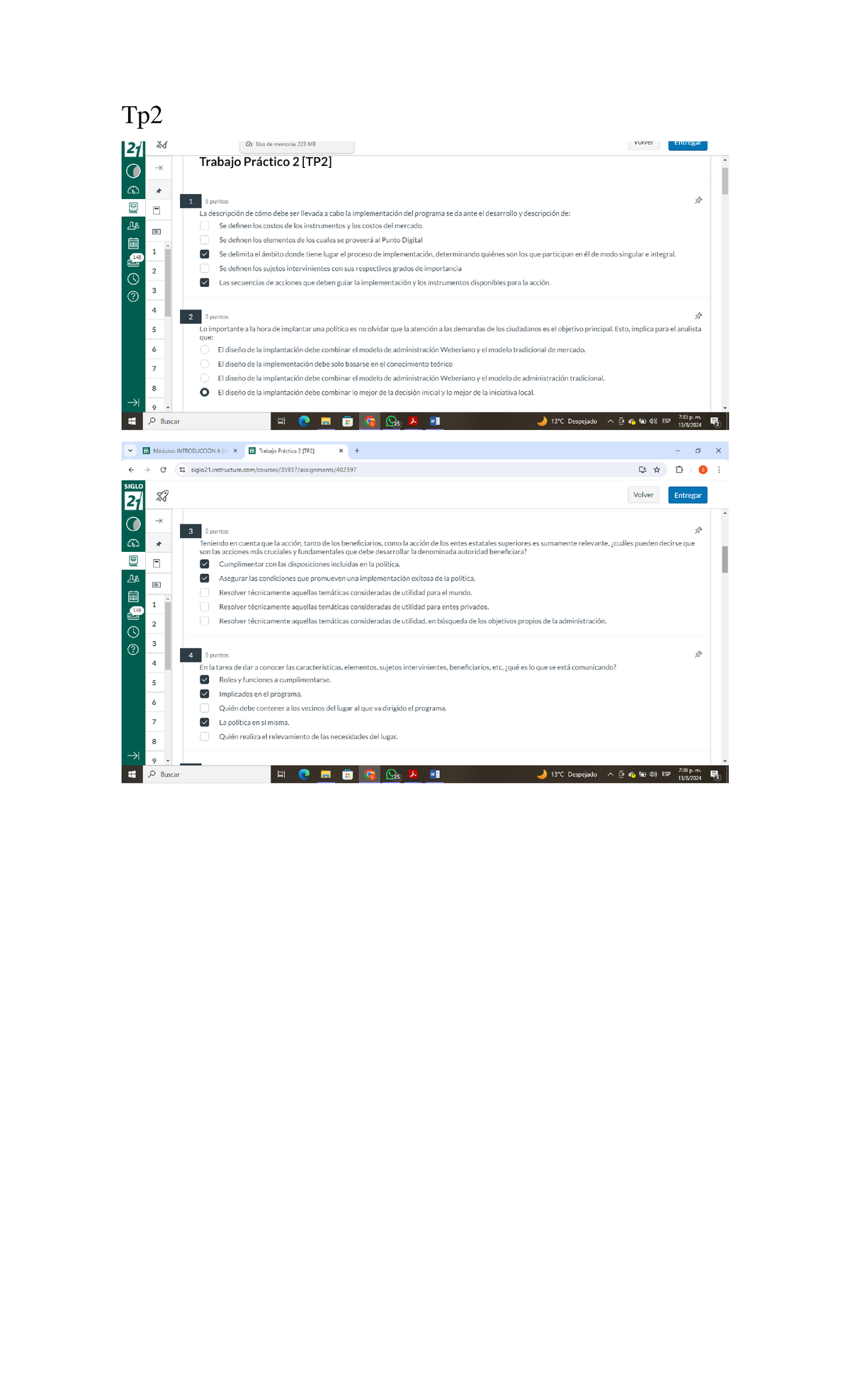 Tp ipp - tp n2 - Tp2 voiver 21 is 1 Uso memoria 223 MB Entregar Trabajo Práctico 2 C END 1 ...