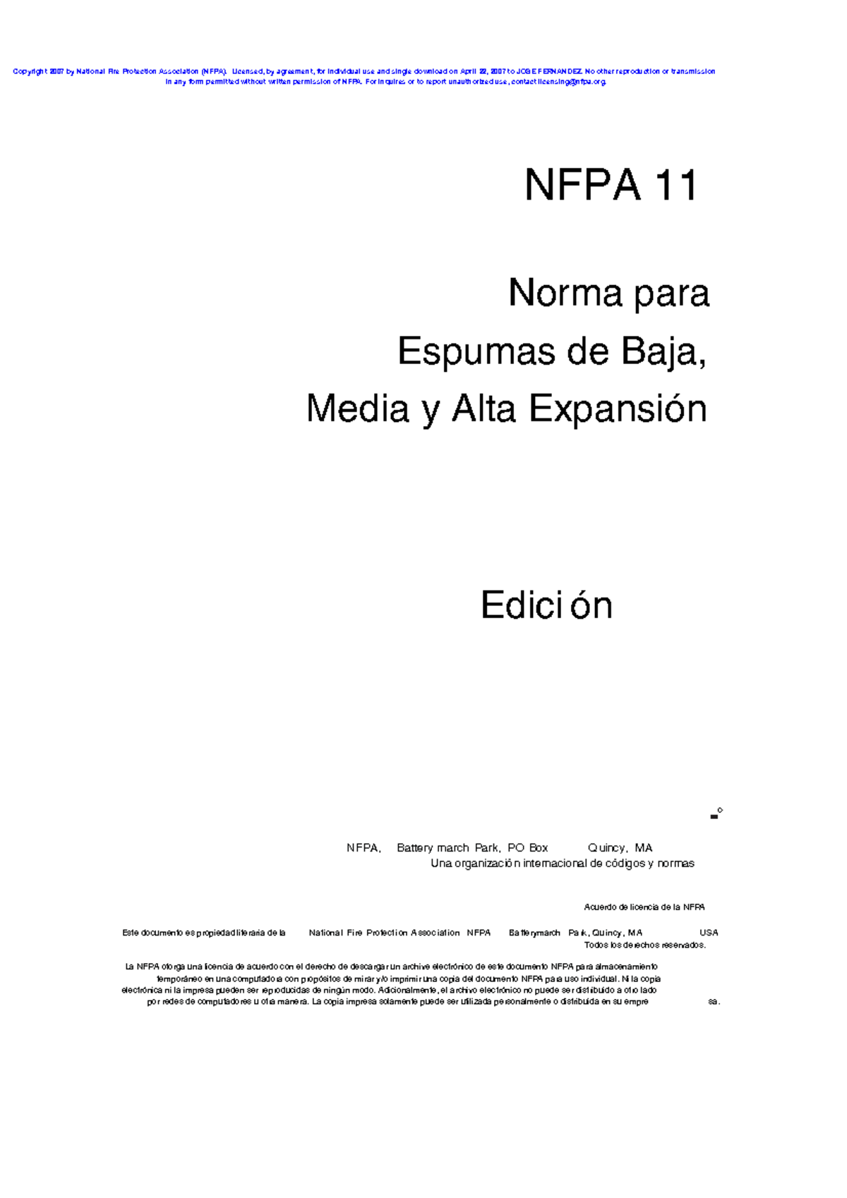 362032428 NFPA 11 Normas PARA Espumas DE BAJA Media Y ALTA Expansion pdf - 2*4% 2SVQE TEVE - Studocu