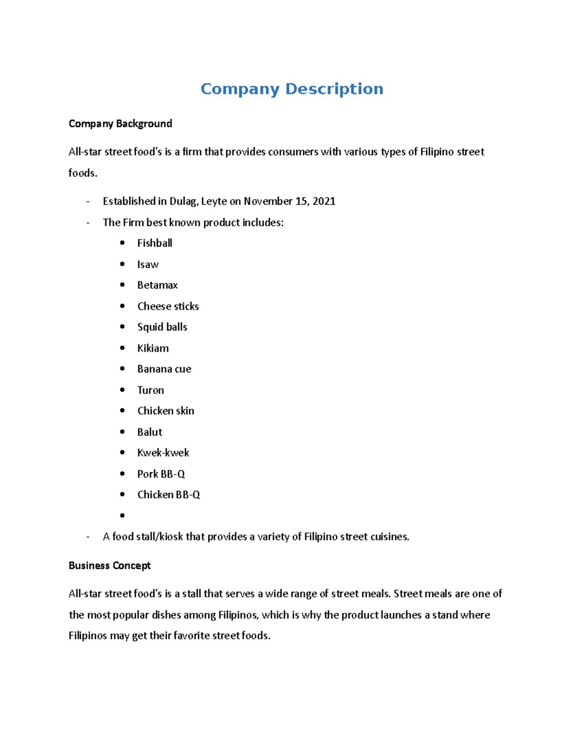Company-Description-1 - Company Description Company Background All-star ...