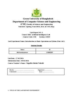 AI-LAB report-6 - Green University of Bangladesh Department of Computer ...