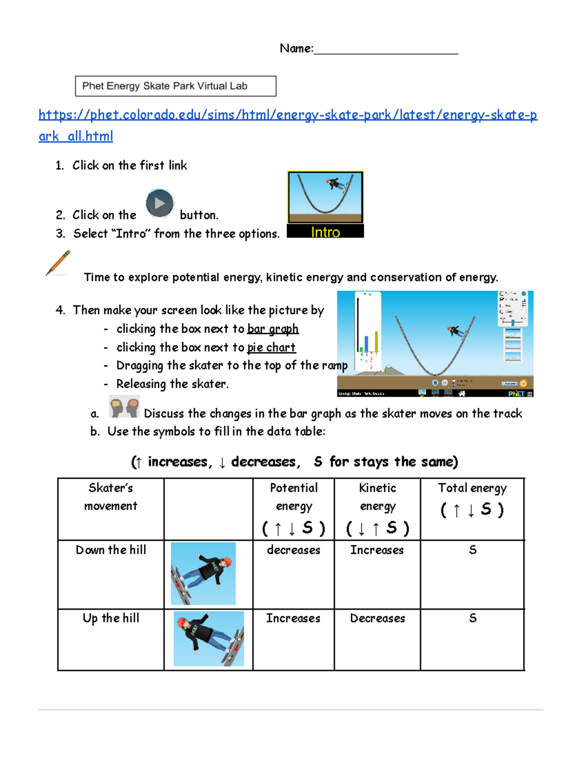 Phet Skate Park Virtual Lab - Name:____________________ - Studocu