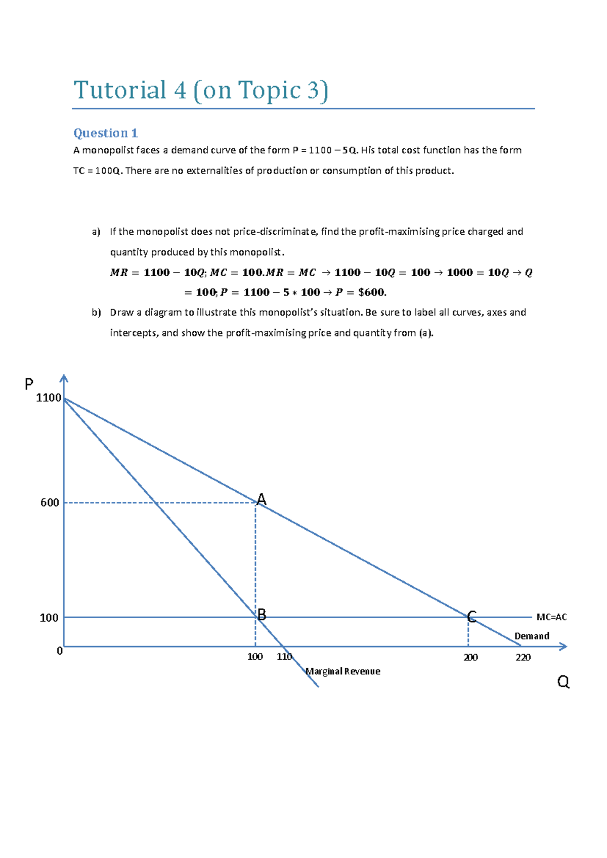 Econ152 Tutorial 04 on Topic 3 Answers. From 2021 - Tutorial 4 (on ...