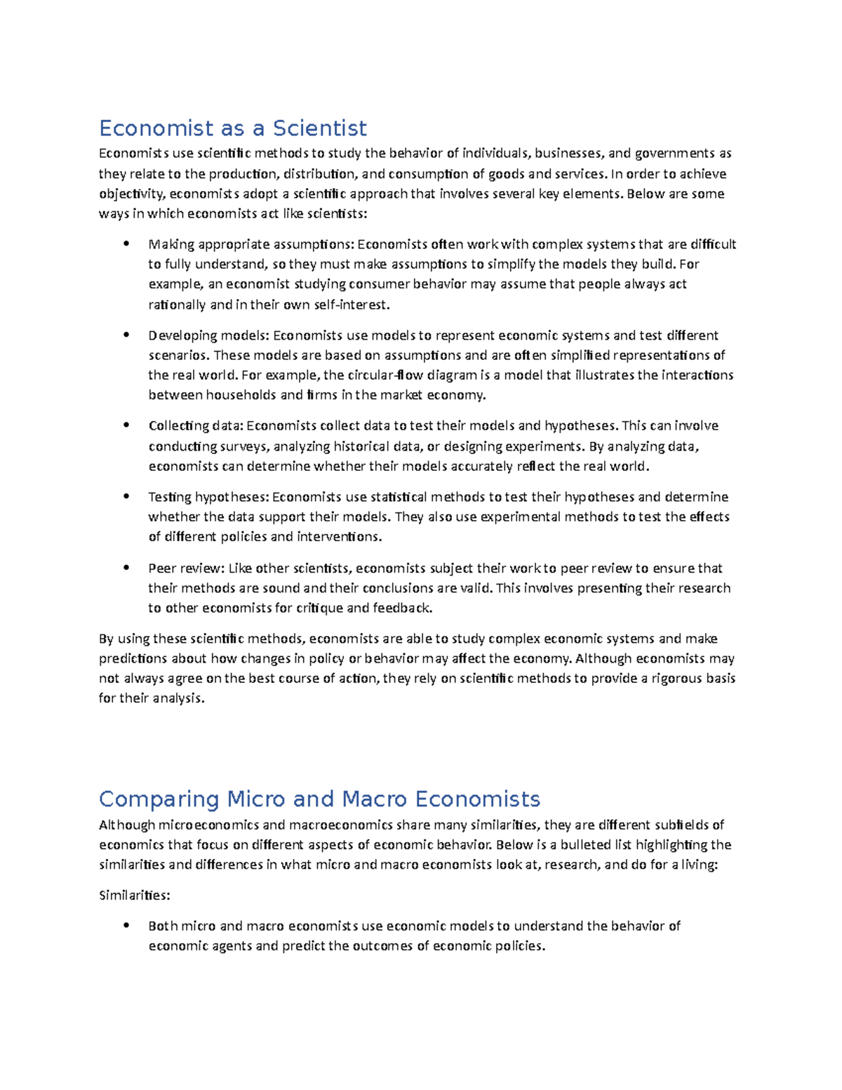 Economist as a Scientist - Economist as a Scientist Economists use ...