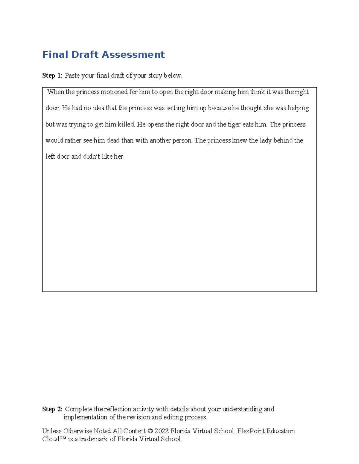 Copy of 2.05 Final Draft Assessment - Final Draft Assessment Step 1 ...