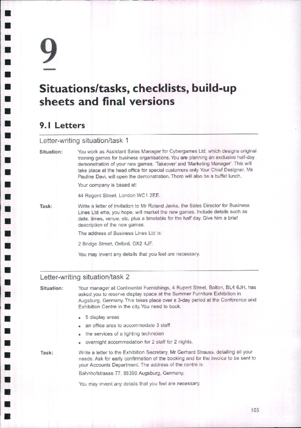 Letter situations - Letter-writing situation/task 2 Letter-writing ...