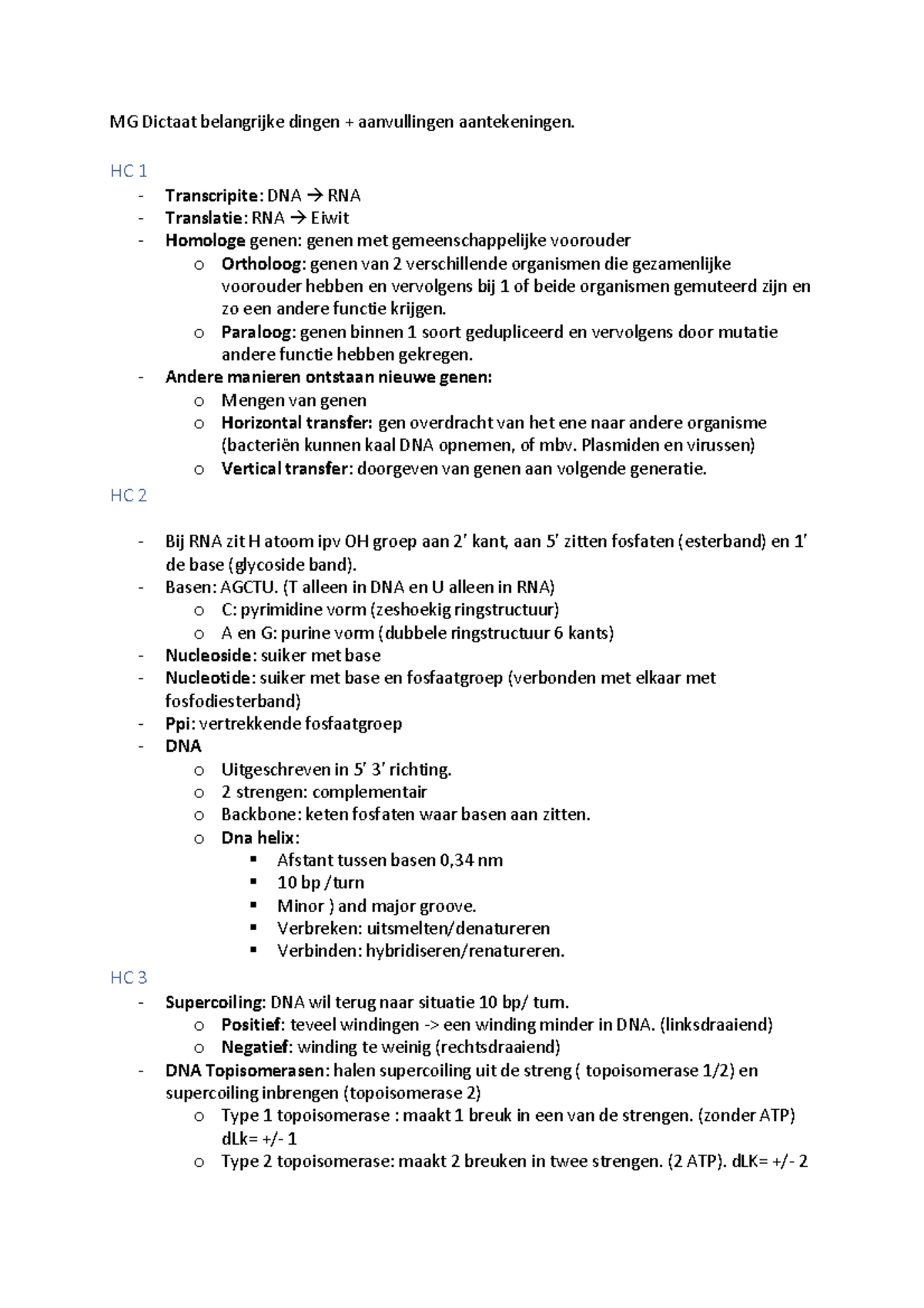 Overview MG 1 - MG Dictaat belangrijke dingen + aanvullingen ...