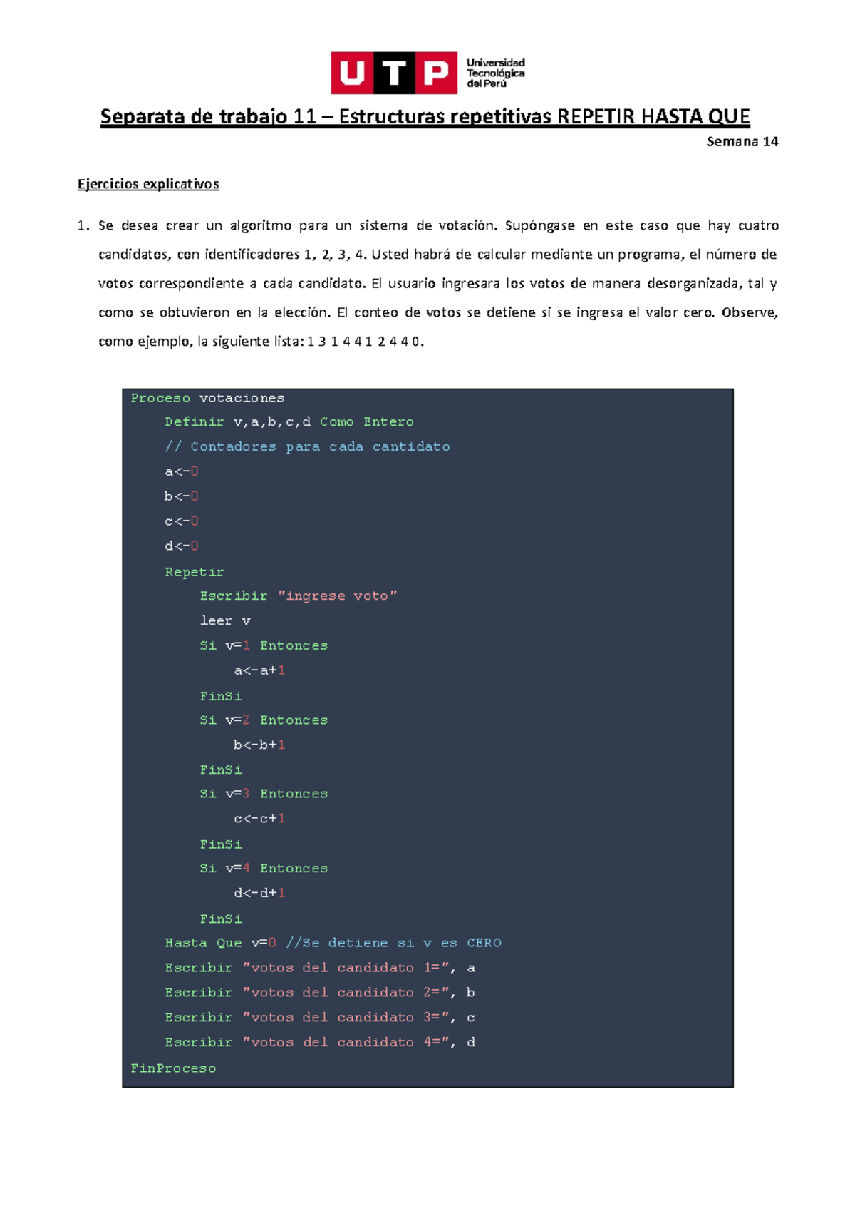 Separata 11 Unidad 03 - ejercicios de algoritmo - Separata de trabajo 11 – Estructuras ...