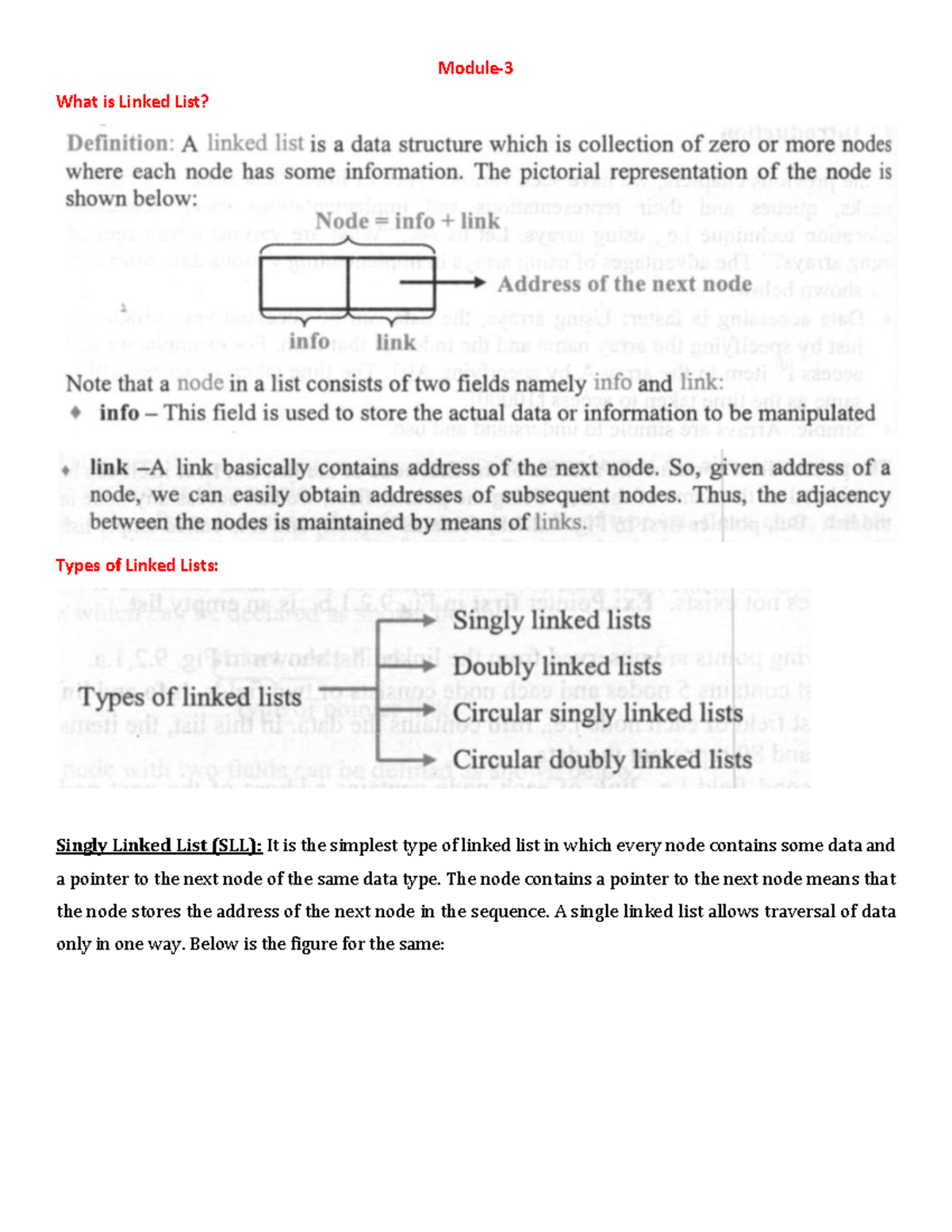 Module 3 - Linked Lists - Module- 3 What is Linked List? Types of Linked Lists: Singly Linked ...