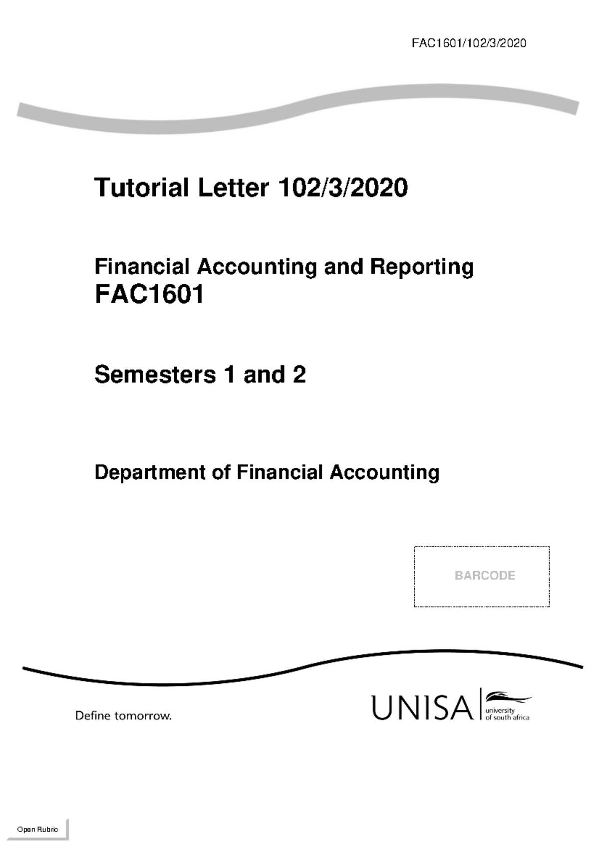 Tutorial letter 2 - FAC1601/102/3/ Tutorial Letter 102/3/ Financial ...