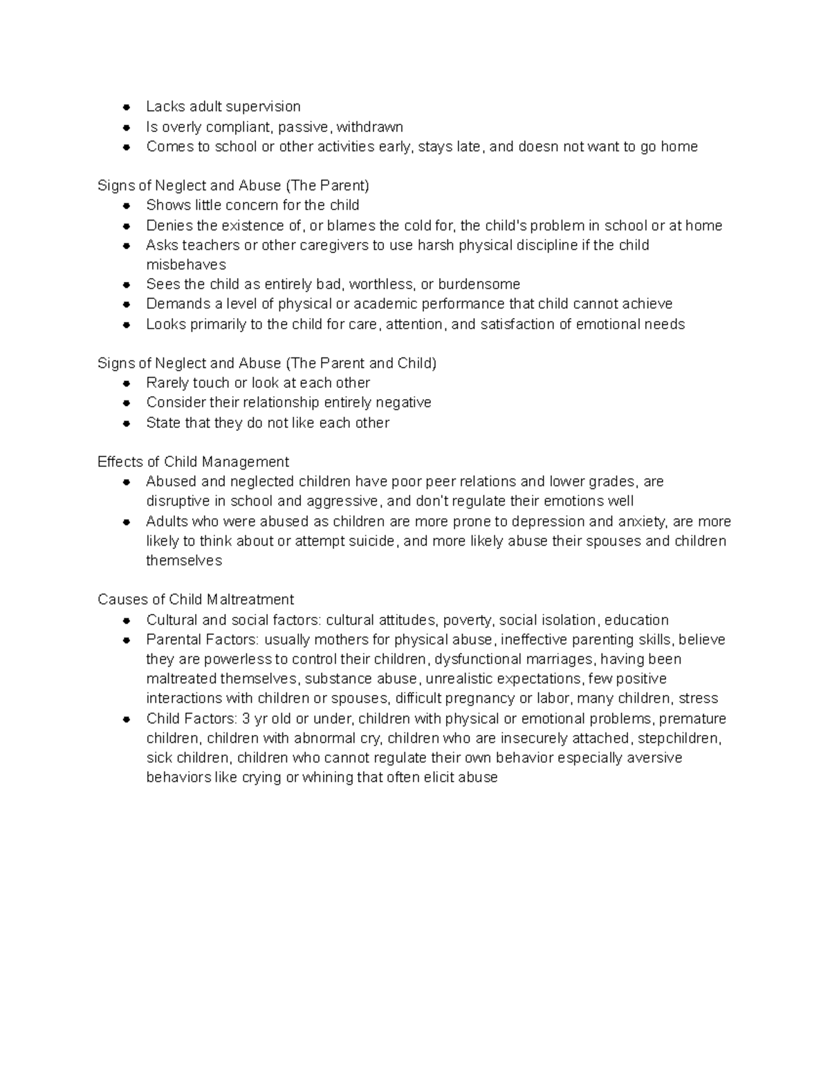 Developmental Psych Unit 9 - Google Docs - Lacks adult supervision Is ...