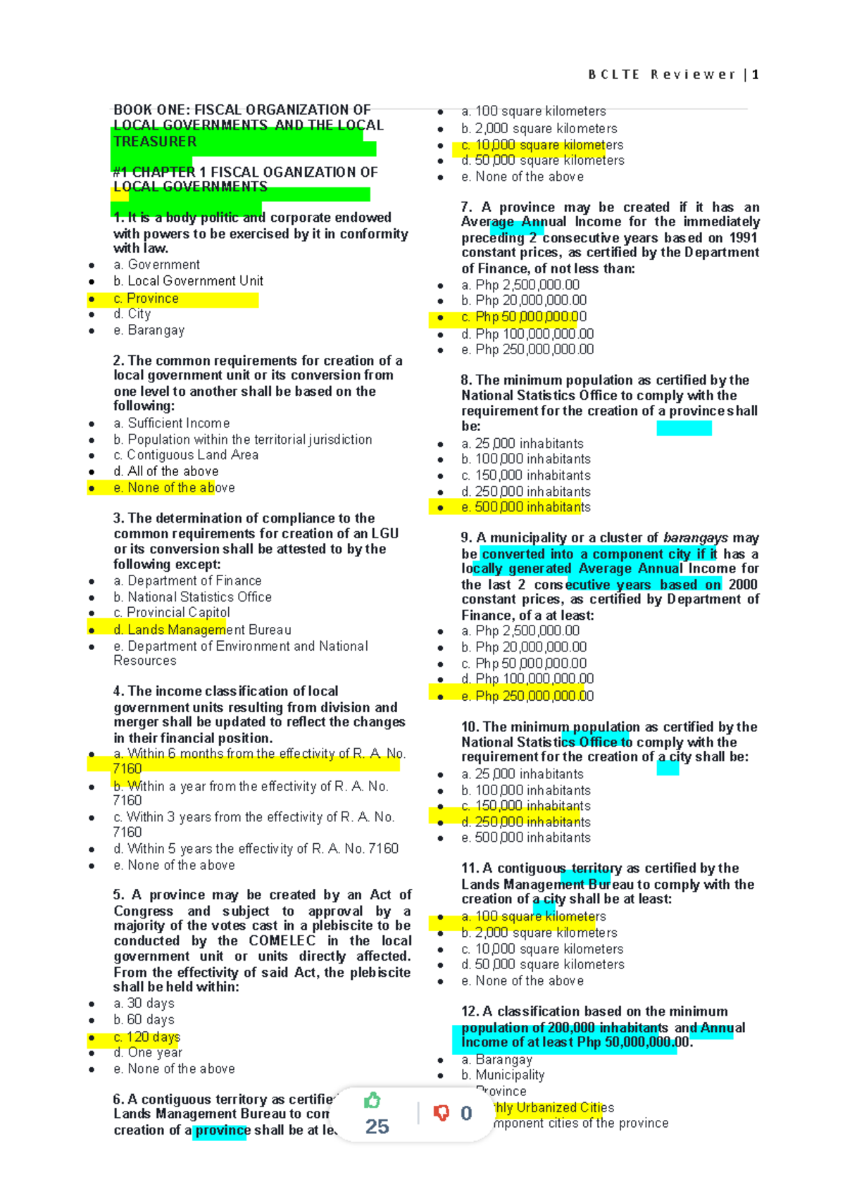 Local government unit bclte reviewer - B C L T E R e v i e w e r | 1 ...