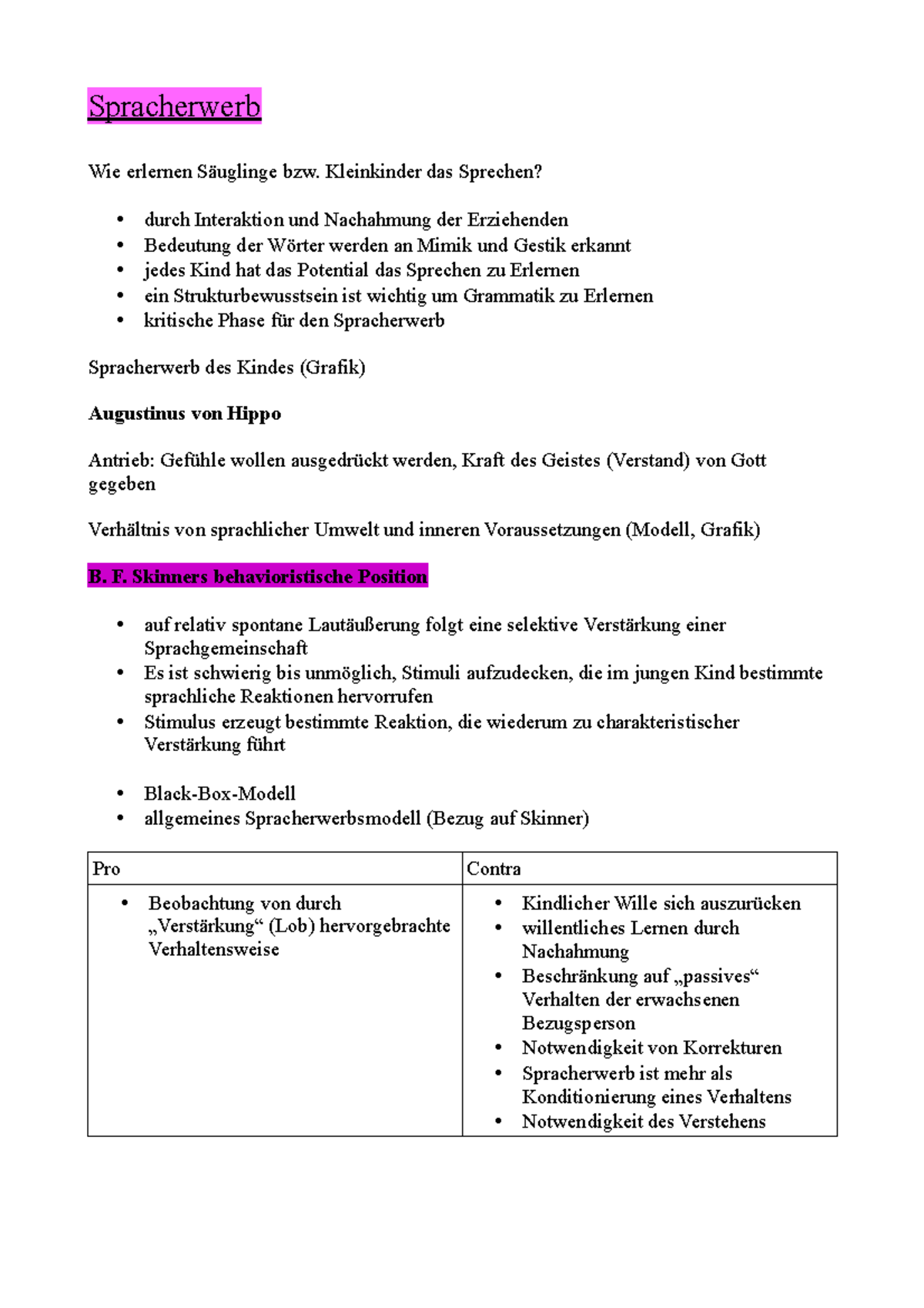Spracherwerbsmodelle Referat pdf - Spracherwerb Wie erlernen Säuglinge ...