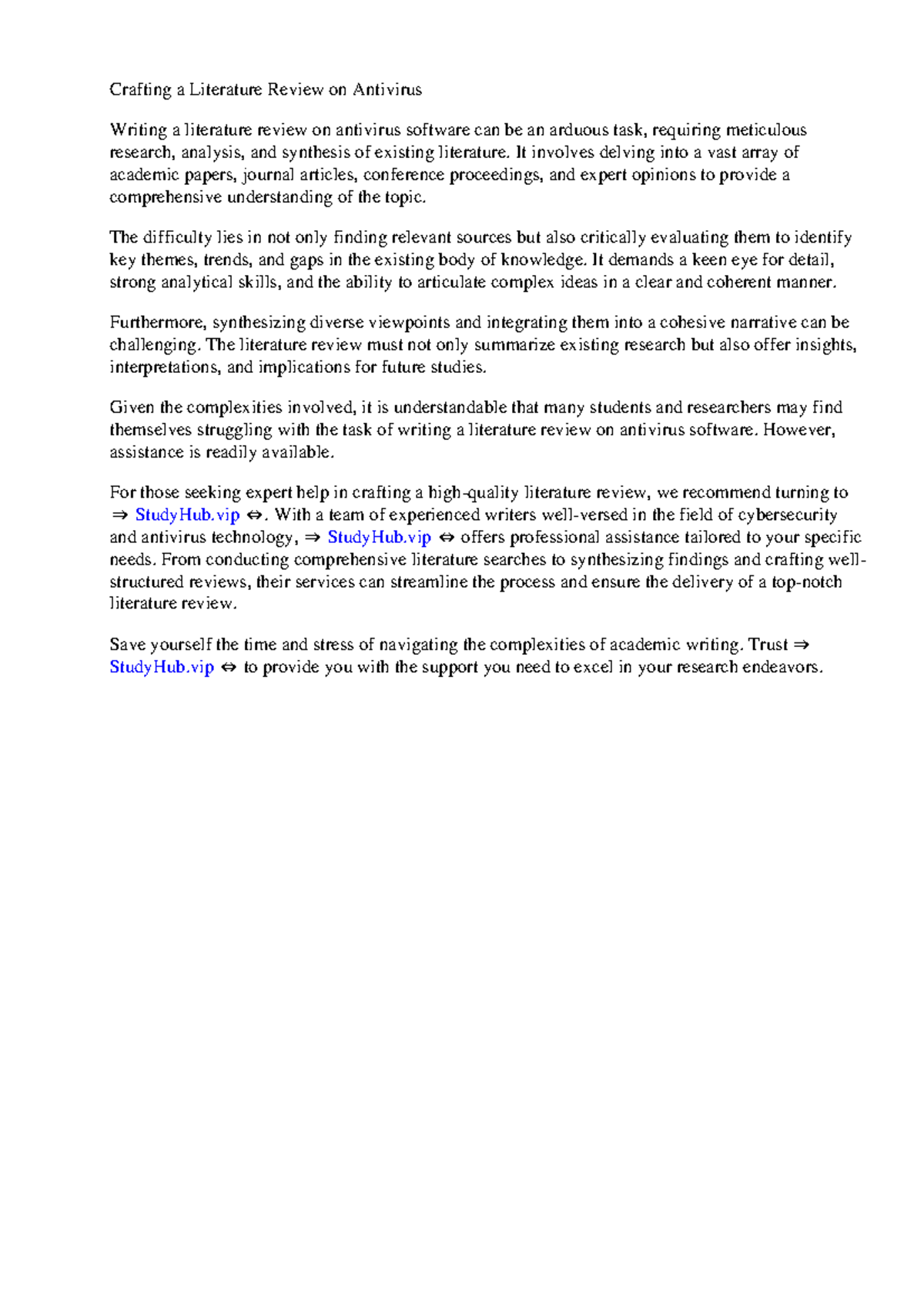 Literature Review On Antivirus - Crafting a Literature Review on ...