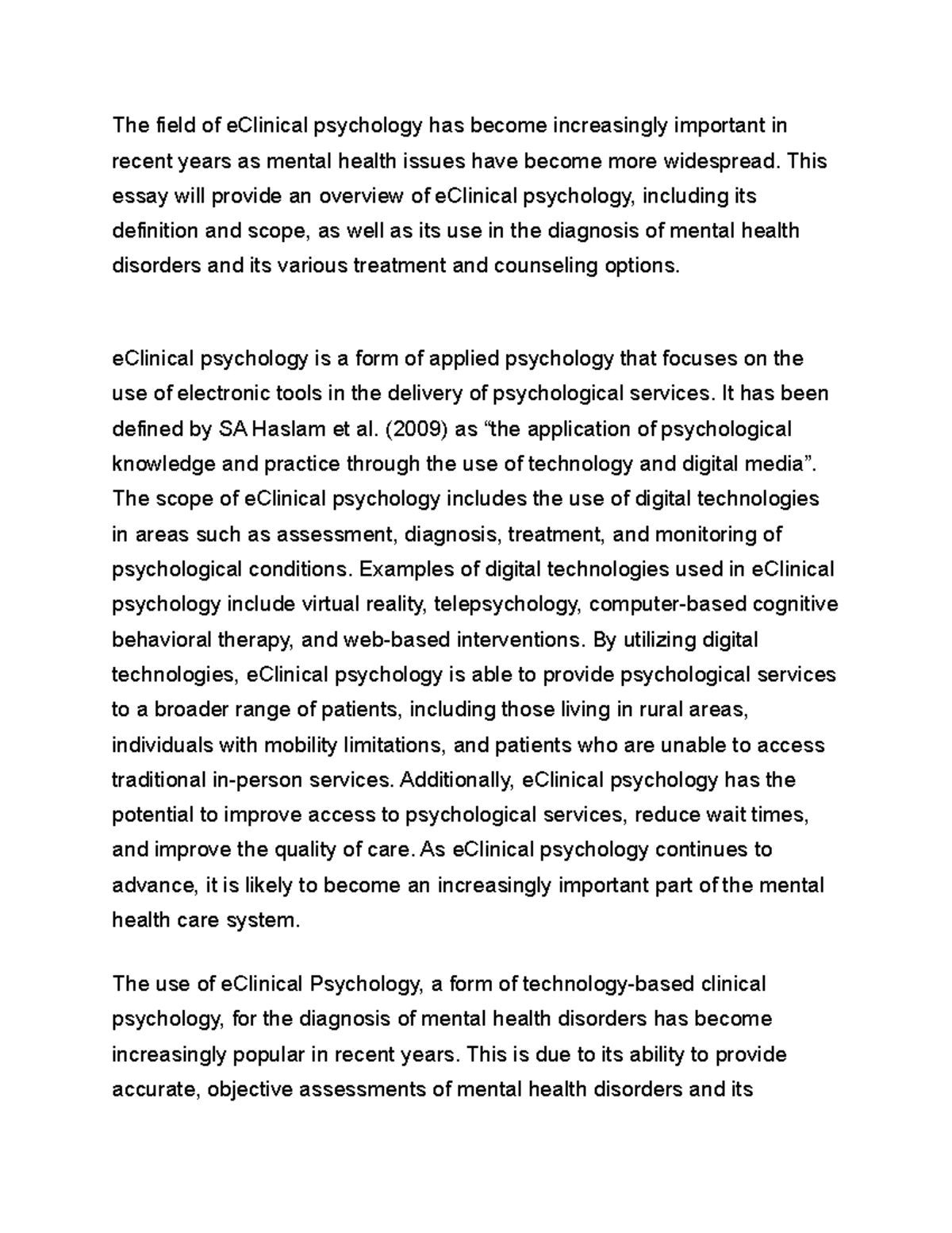 Clinical psychology diagnosis and treatment of mental health disorders ...