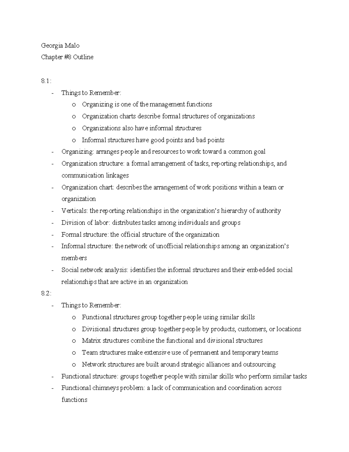 MGMT 301 Chapter #8 Outline - MGMT 301 - Penn State - Studocu