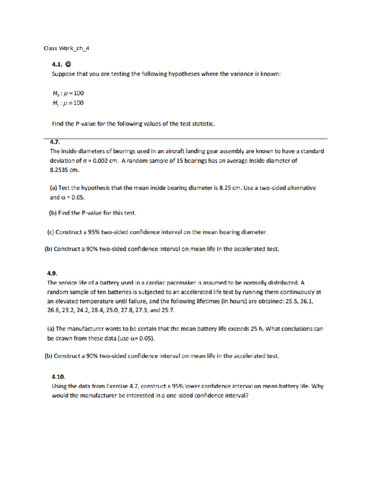 Class Work chapter 4 (2) (1) - IE 500 - Class Work_ch_ - Studocu