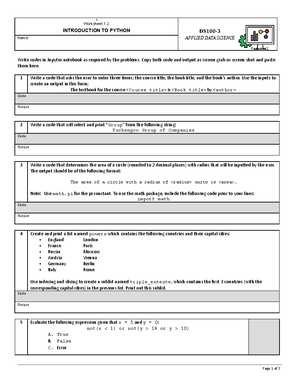 WS 2 - DATA ANALYSIS EXERCISES - Worksheet 2. ABSORPTION AND STRIPPING CH138P SEPARATION ...