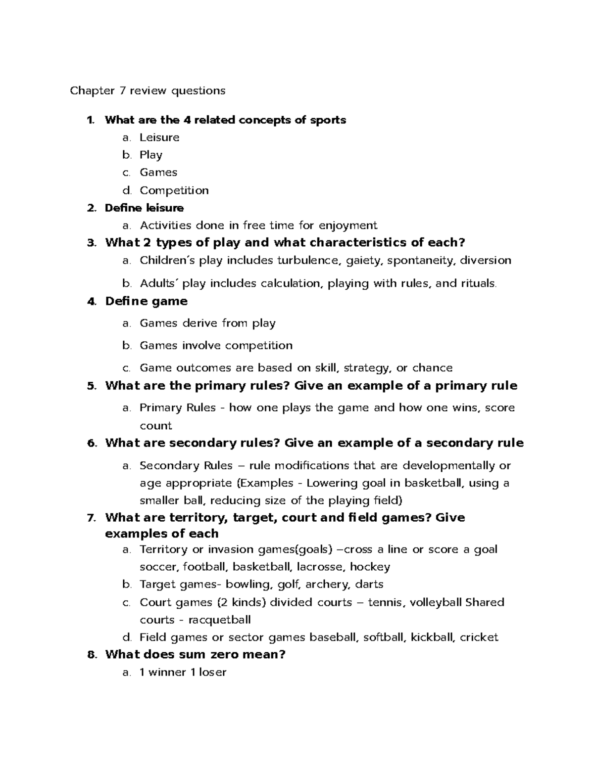 Review Questions EXAM 3 Chapter 7 Review Questions What Are The 4