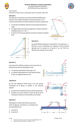 Taller-estatica-1 - Ejercicios - Taller N° 1 Estática Prof: Cristian Camilo Castellanos - Studocu
