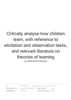 PGCE Assignment 3 (reflection) - final - ASSIGNMENT COVER SHEET 2016 ...