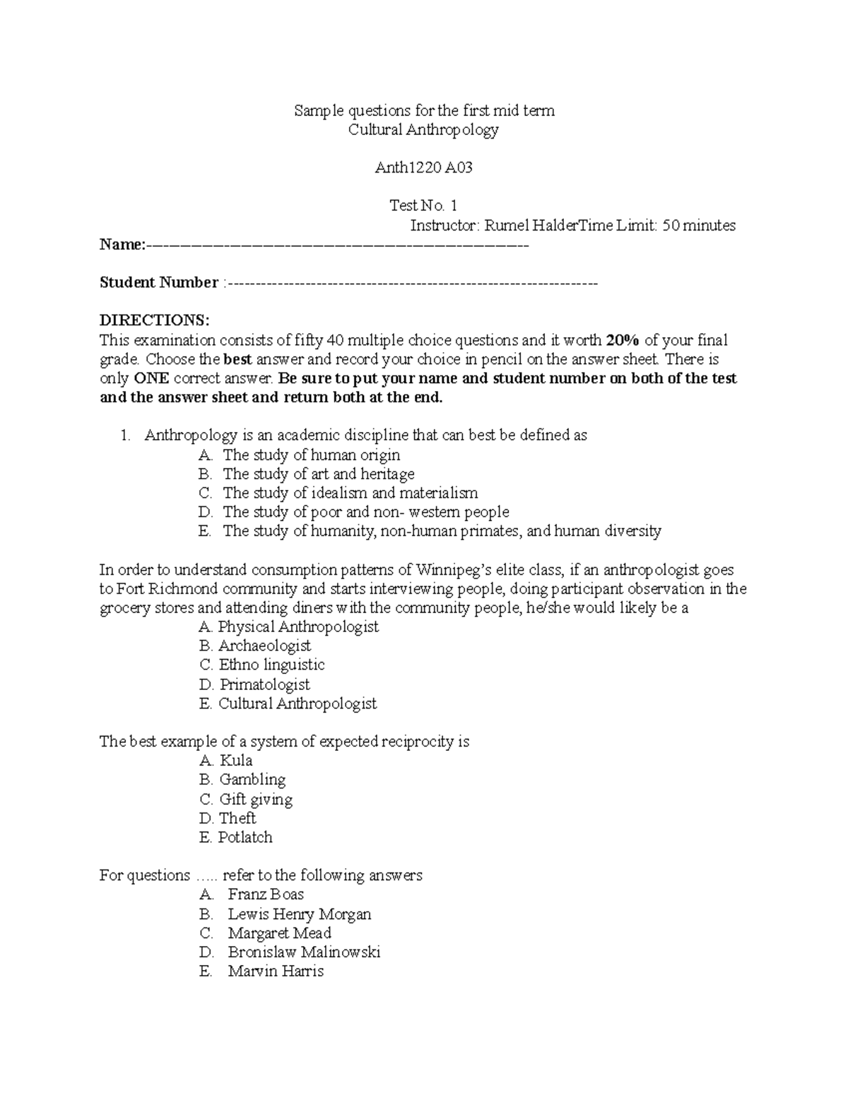 Sample questions for first miderm - Sample questions for the first mid ...