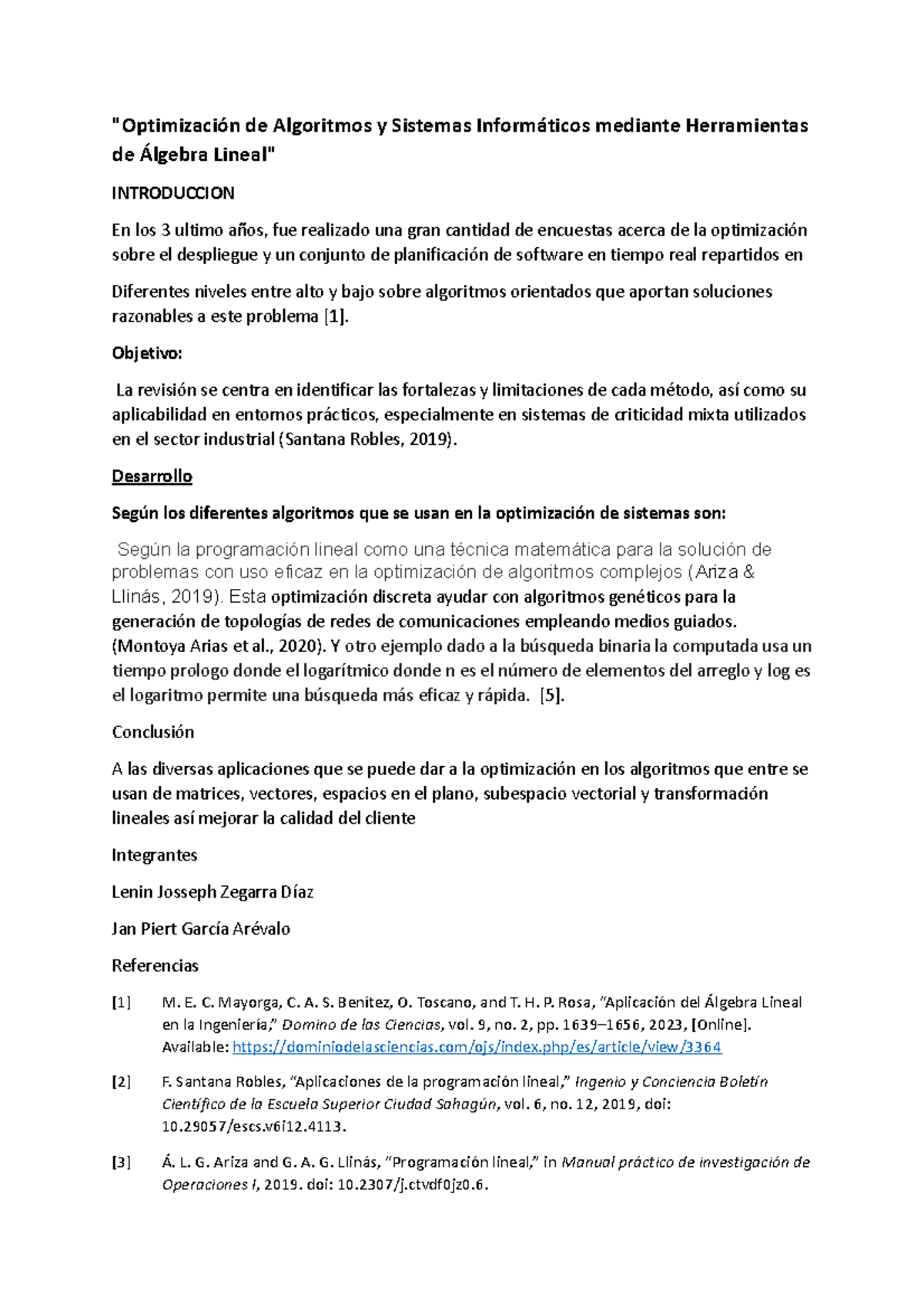 Optimización de Algoritmos y Sistemas Informáticos mediante ...