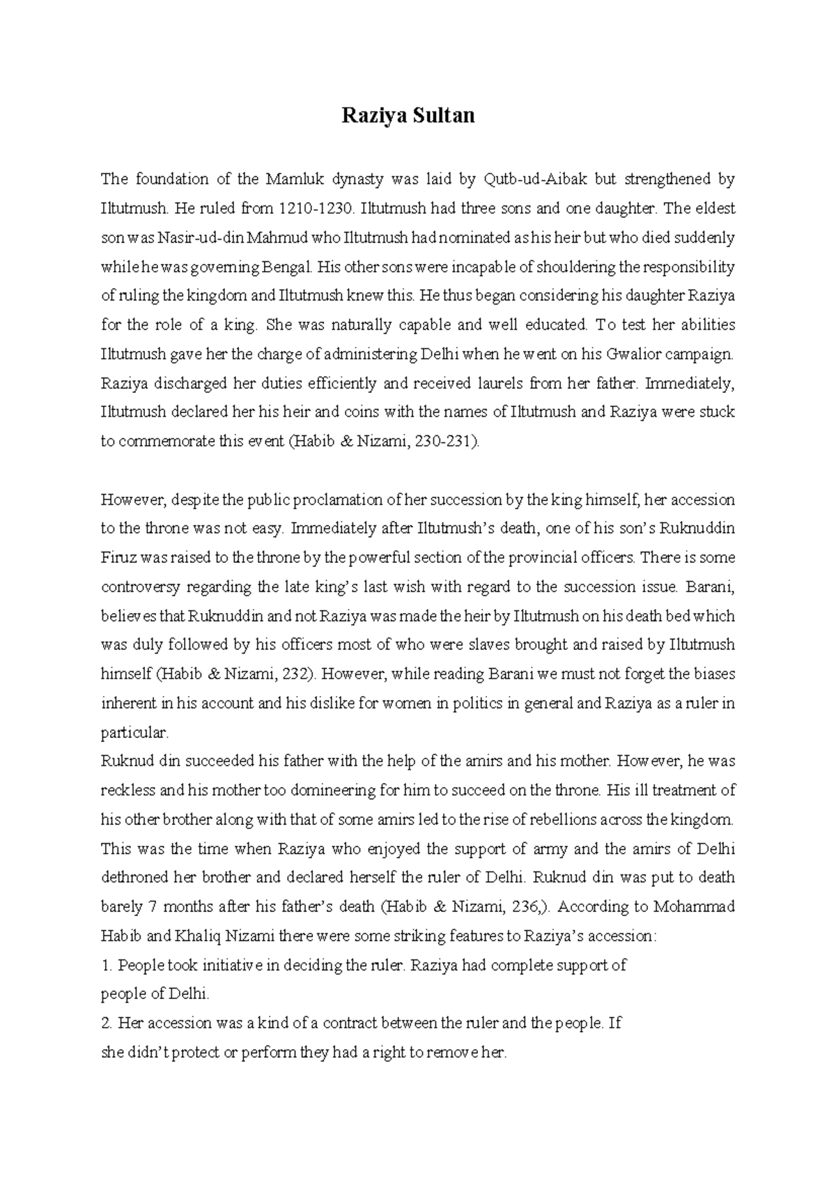 Women Rulers - Will help you with history honours. - Raziya Sultan The ...