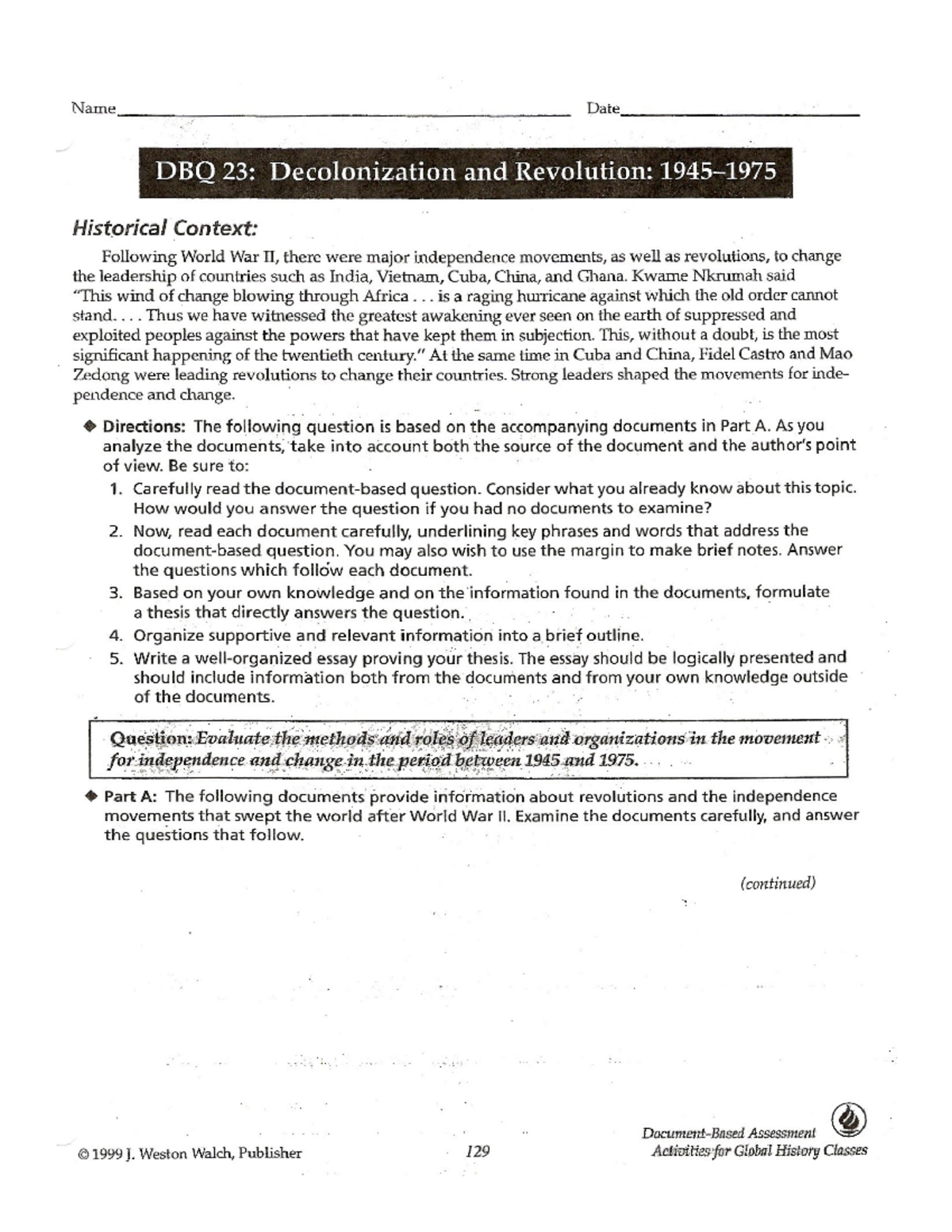 APWorld Modern Decolonization DBQ - Studocu