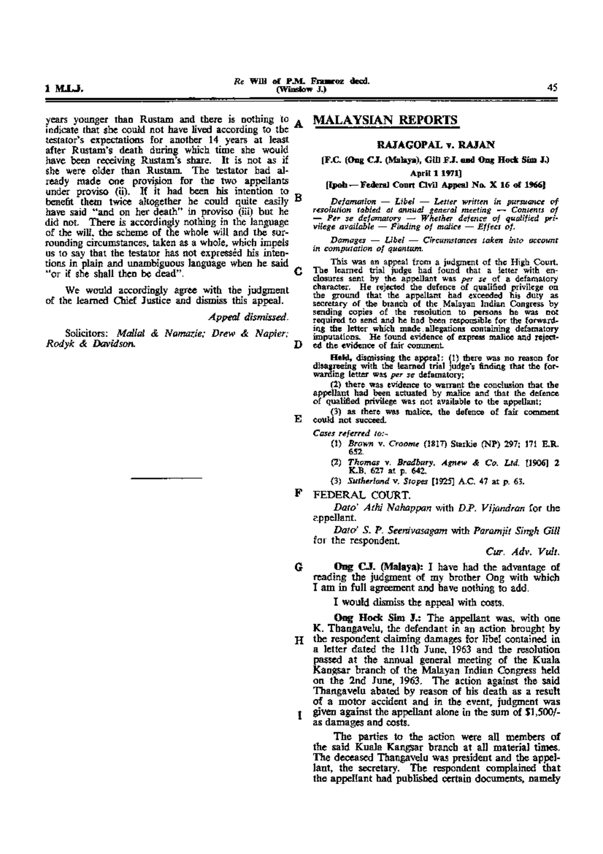 Rajagopal v Rajan case - Law of Torts - Studocu