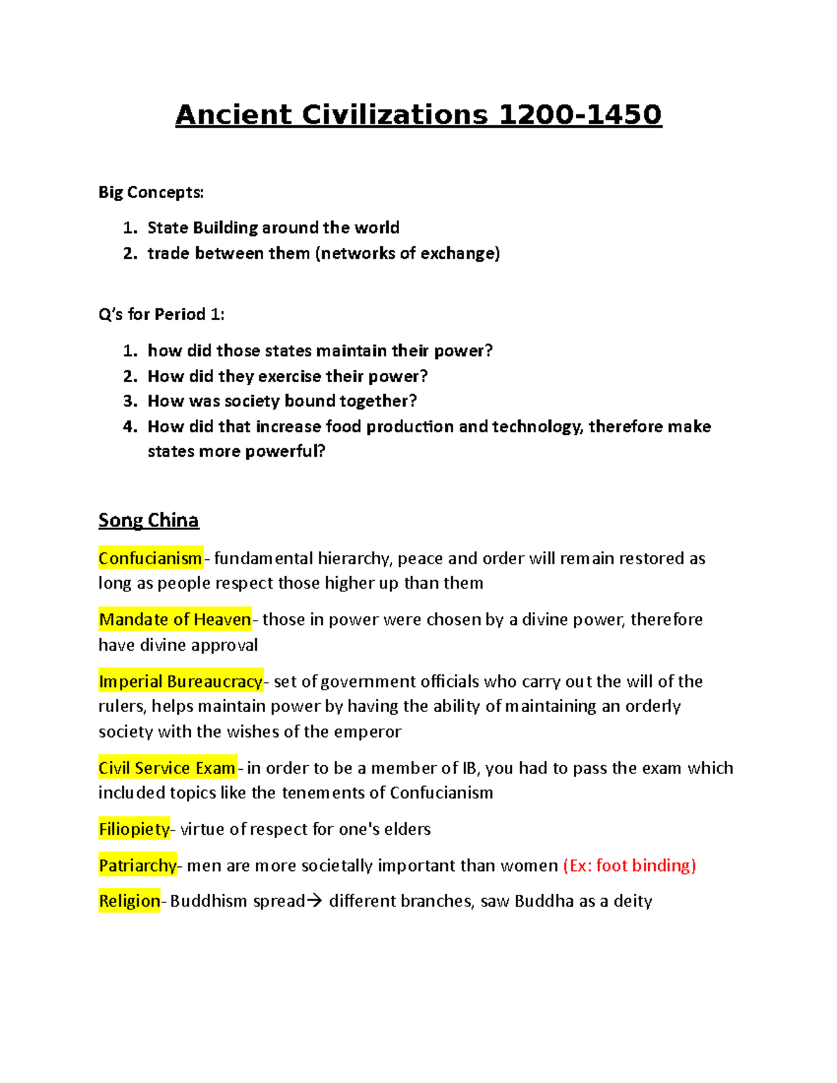 World Civilizations 1200-1450 - Ancient Civilizations 1200- Big ...