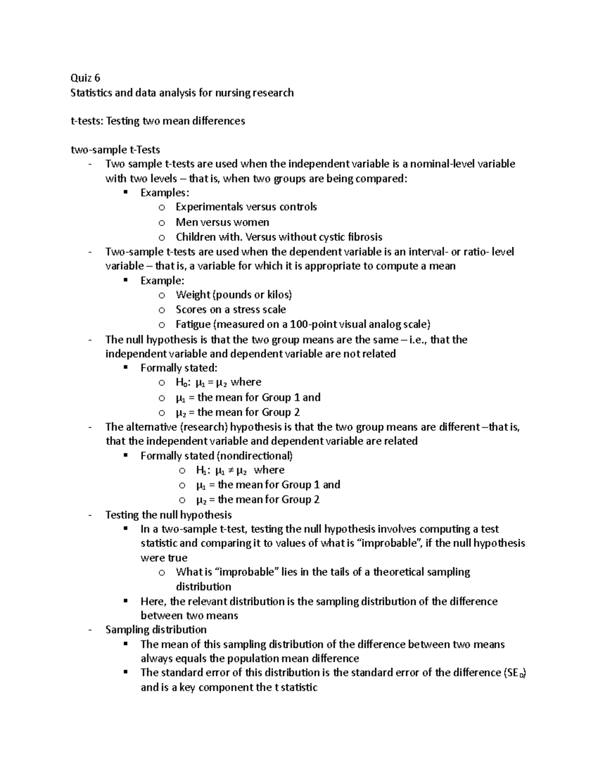 Quiz 6 - Lecture notes 6 - HSS2381 - uOttawa - Studocu