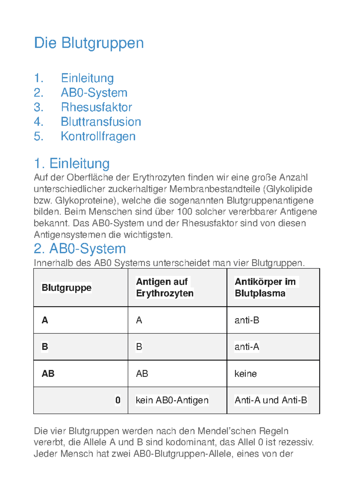 Blutgruppen - Wintersemester19 - MedAT 2018/19 - Die Blutgruppen 1 ...