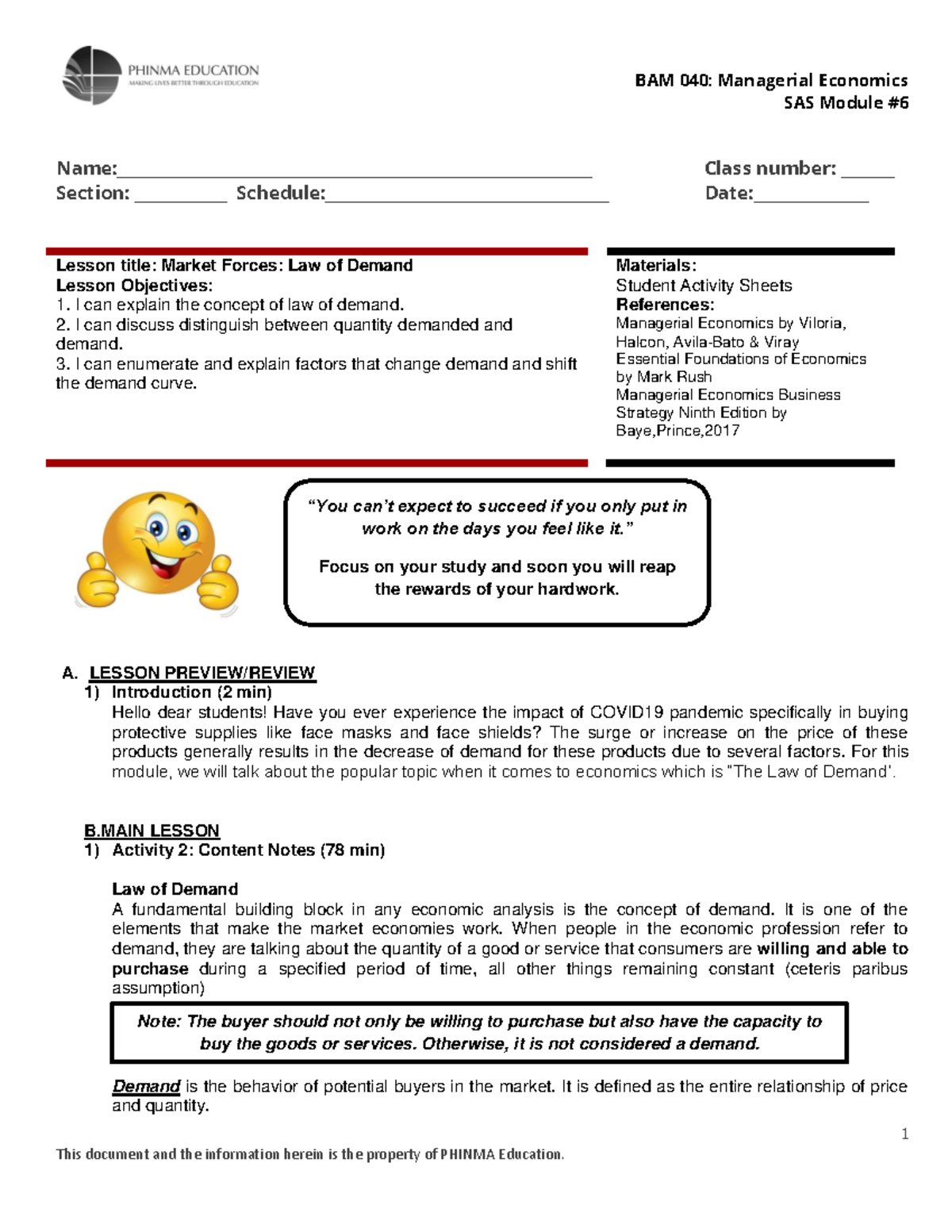 BAM 040 SAS#6 - This will serve as notes to students who needs to ...