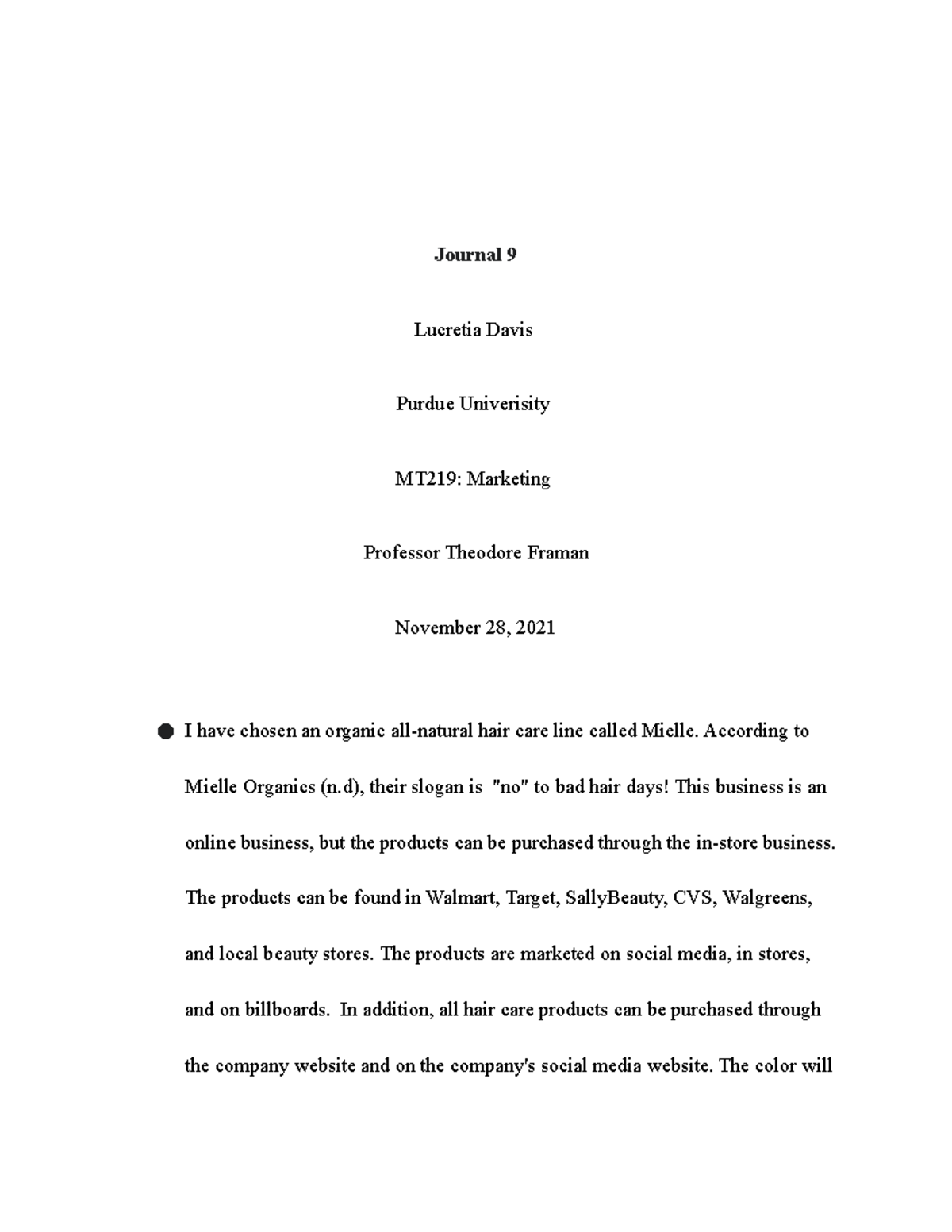 MT219 Unit 9 Journal - Unit 9 Assignment. - Journal 9 Lucretia Davis ... MT219 Unit 9 Journal - Unit 9 Assignment. - Journal 9 Lucretia Davis ...