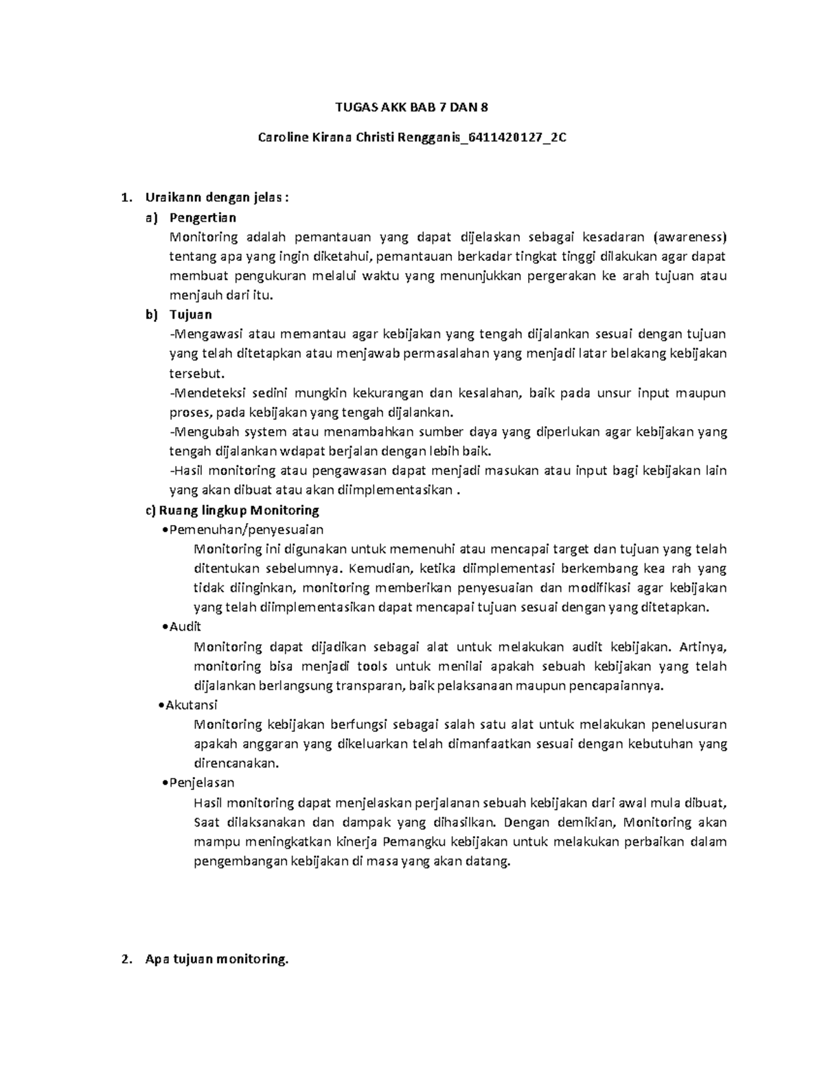 Tugas AKK BAB 7 DAN 8 - TUGAS AKK BAB 7 DAN 8 Caroline Kirana Christi Rengganis_6411420127_2C ...