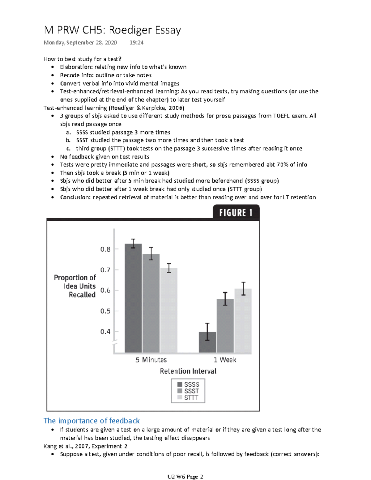 Roediger Reading Notes - How to best study for a test? - Elaboration ...