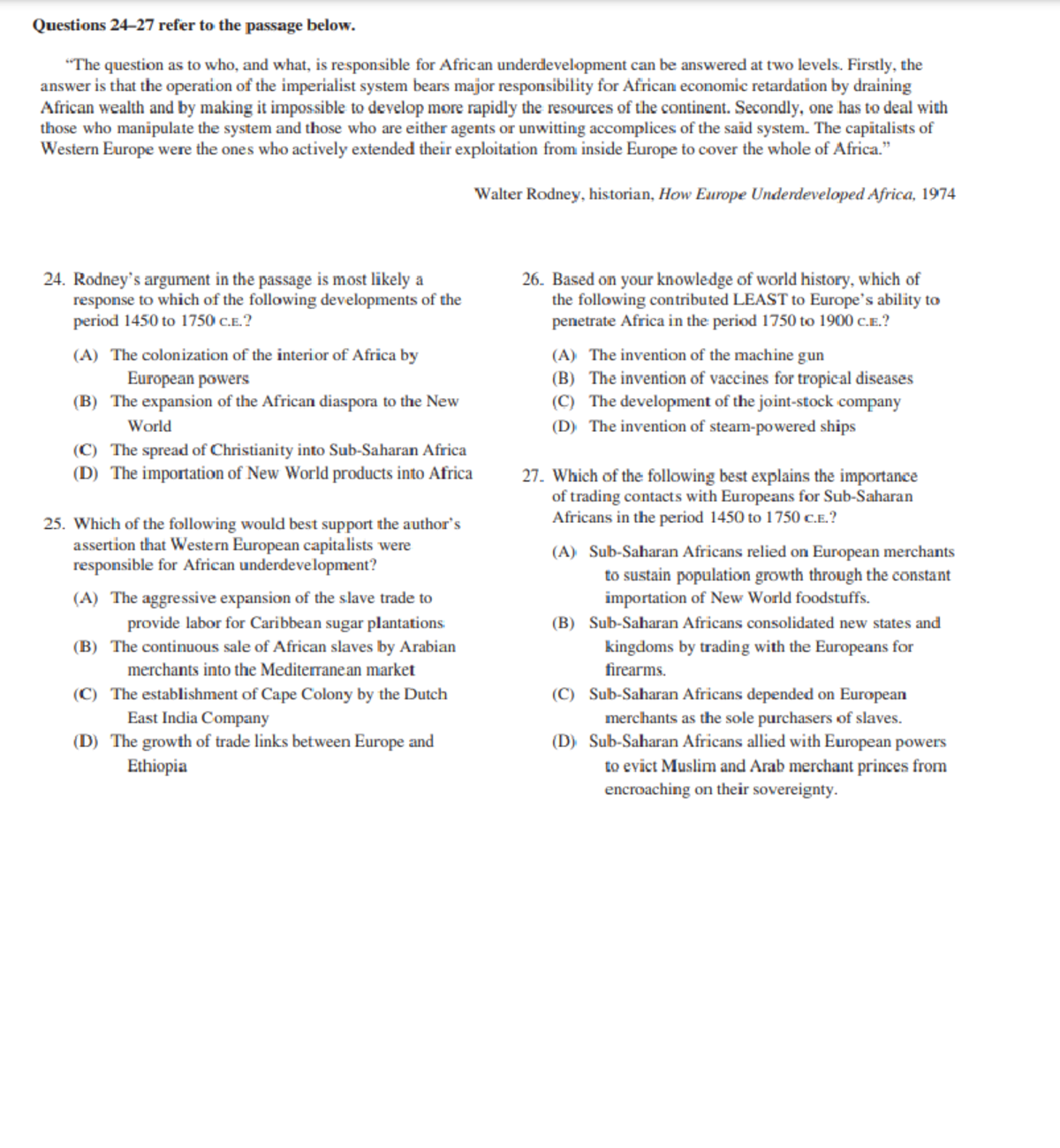 World History Exam 1005 - Questions refer to the passage below ...