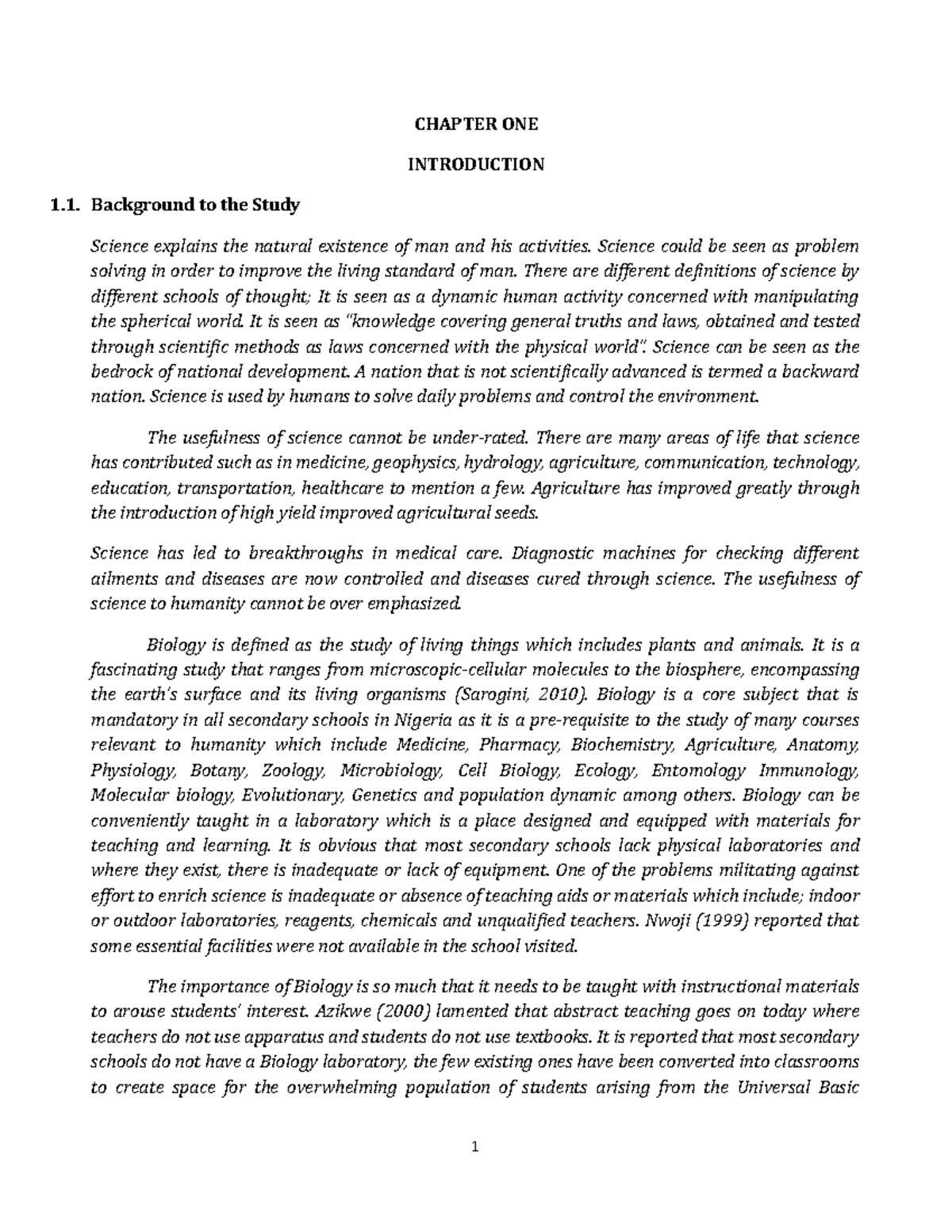 Vince - Project Original - CHAPTER ONE INTRODUCTION Background to the ...