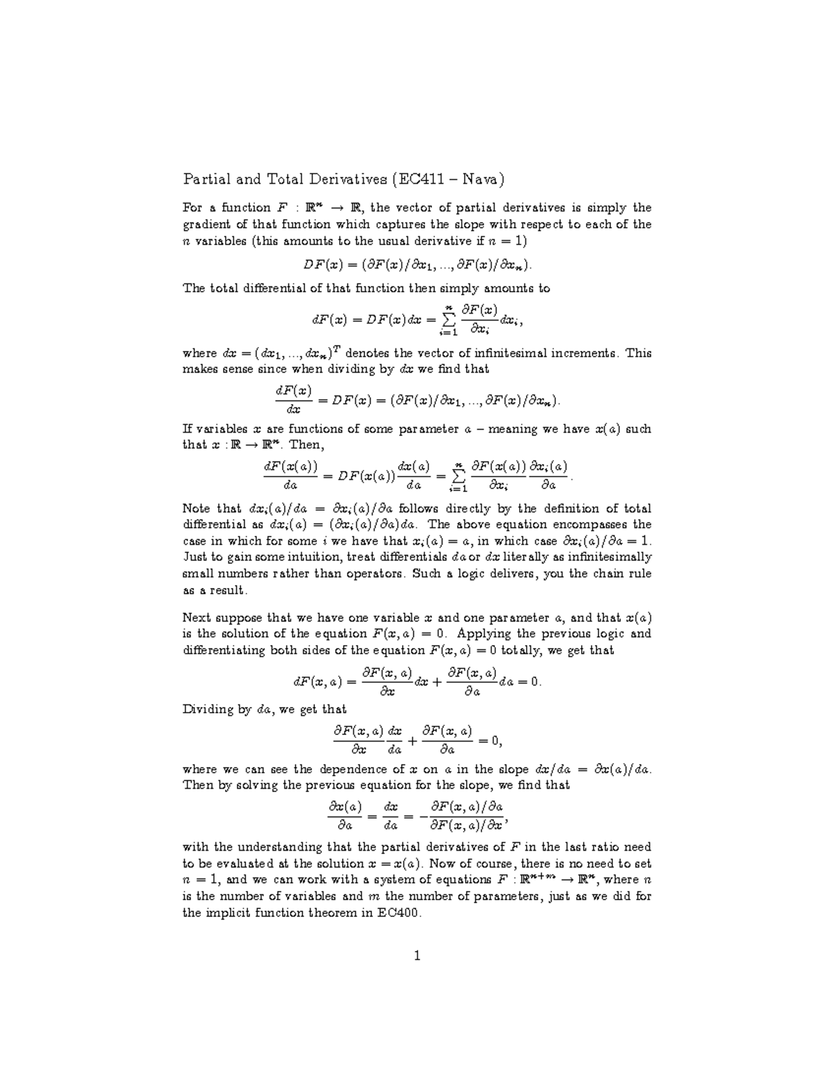 Derivatives - ,,,,,,,,,,,,,,,, - Partial and Total Derivatives (EC411 ...