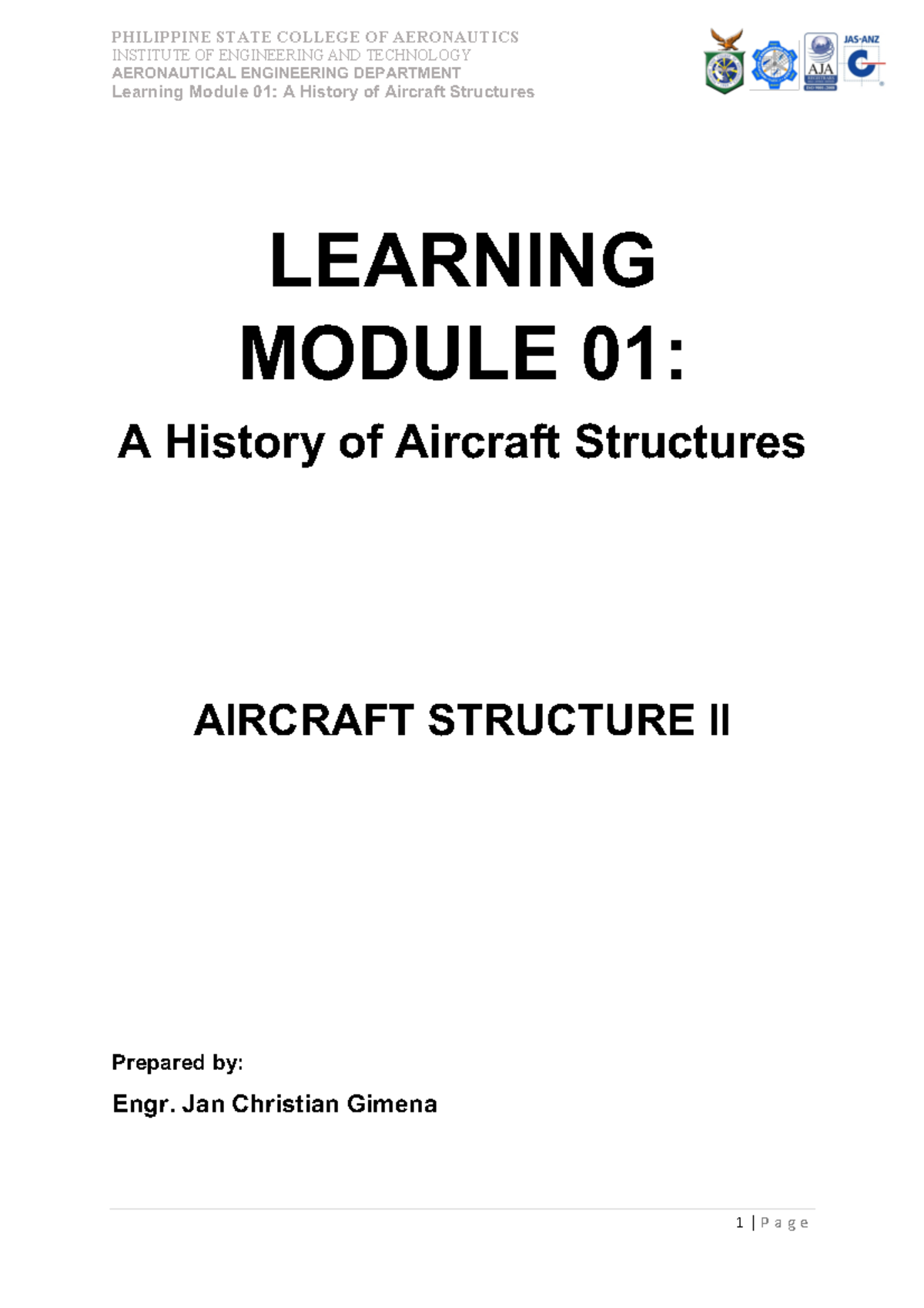 ( Prelim 1) AMT 4201 - Aircraft Structures 2 - ####### INSTITUTE OF ...